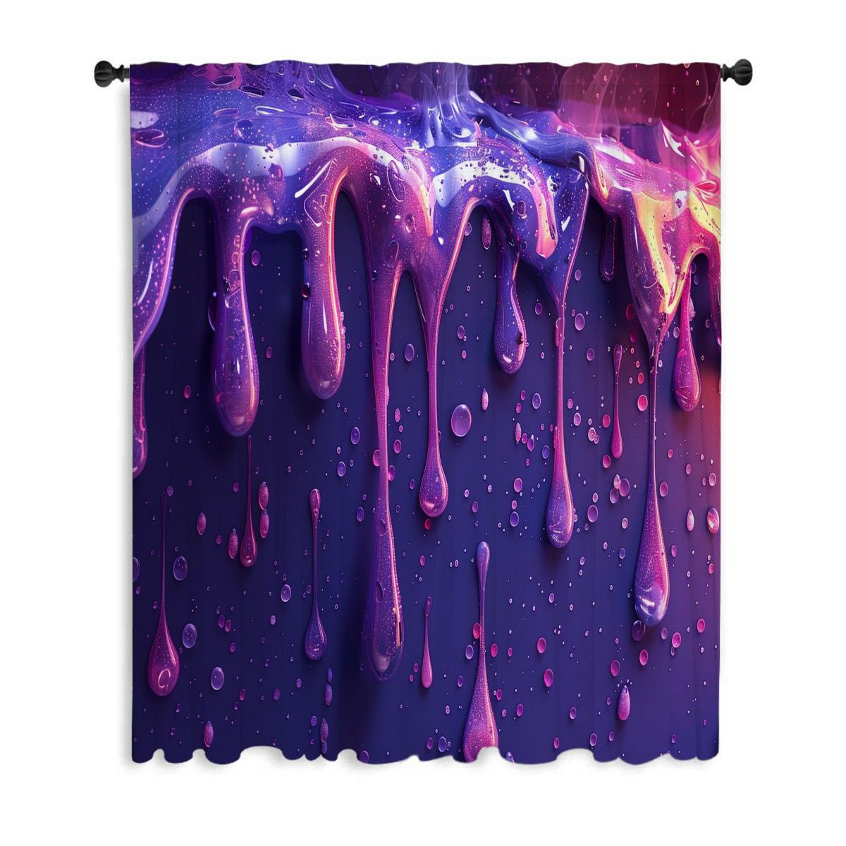 VisionDecor Dripping Paint Window Curtains, Abstract Blockout & Sheer ...