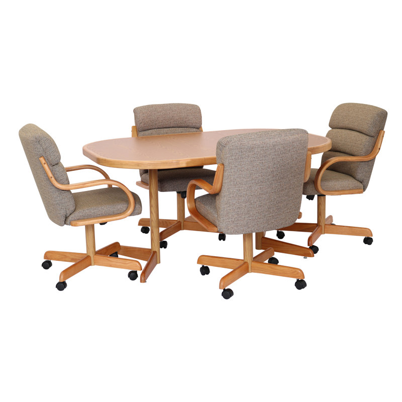 CasterChairCompany 5-Piece Extendable Double-Pedestal Caster Dining Set ...