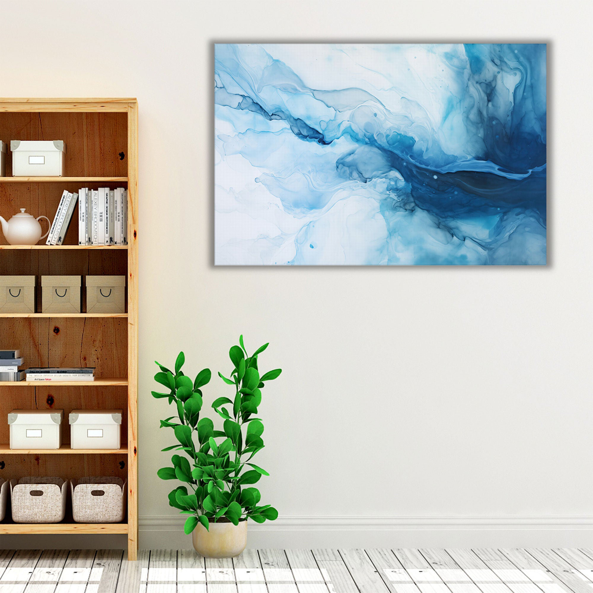 Ivy Bronx Blue & White Abstract Vortex Calm - Print on Canvas | Wayfair