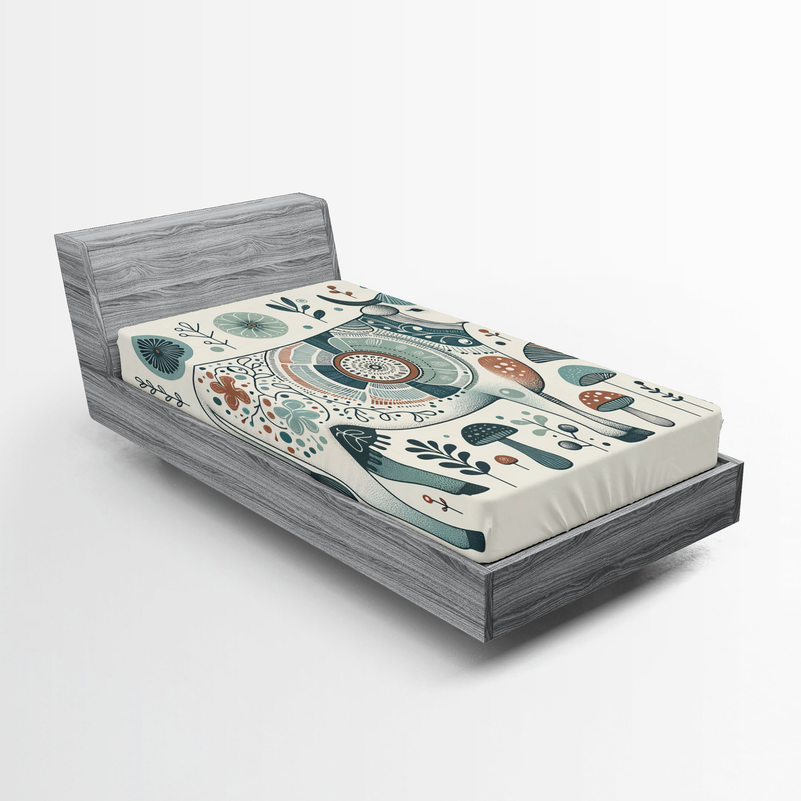 Ambesonne Rustic Fitted Sheet_ Traditional Southwestern_ Paprika Petrol ...