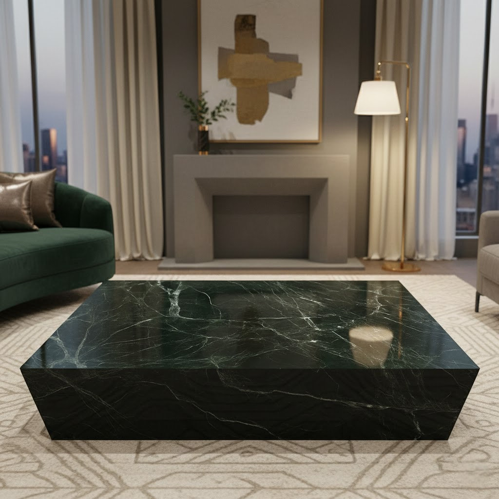 BETACH Genuine Marble Block Coffee table - Tinos Green Marble | Wayfair