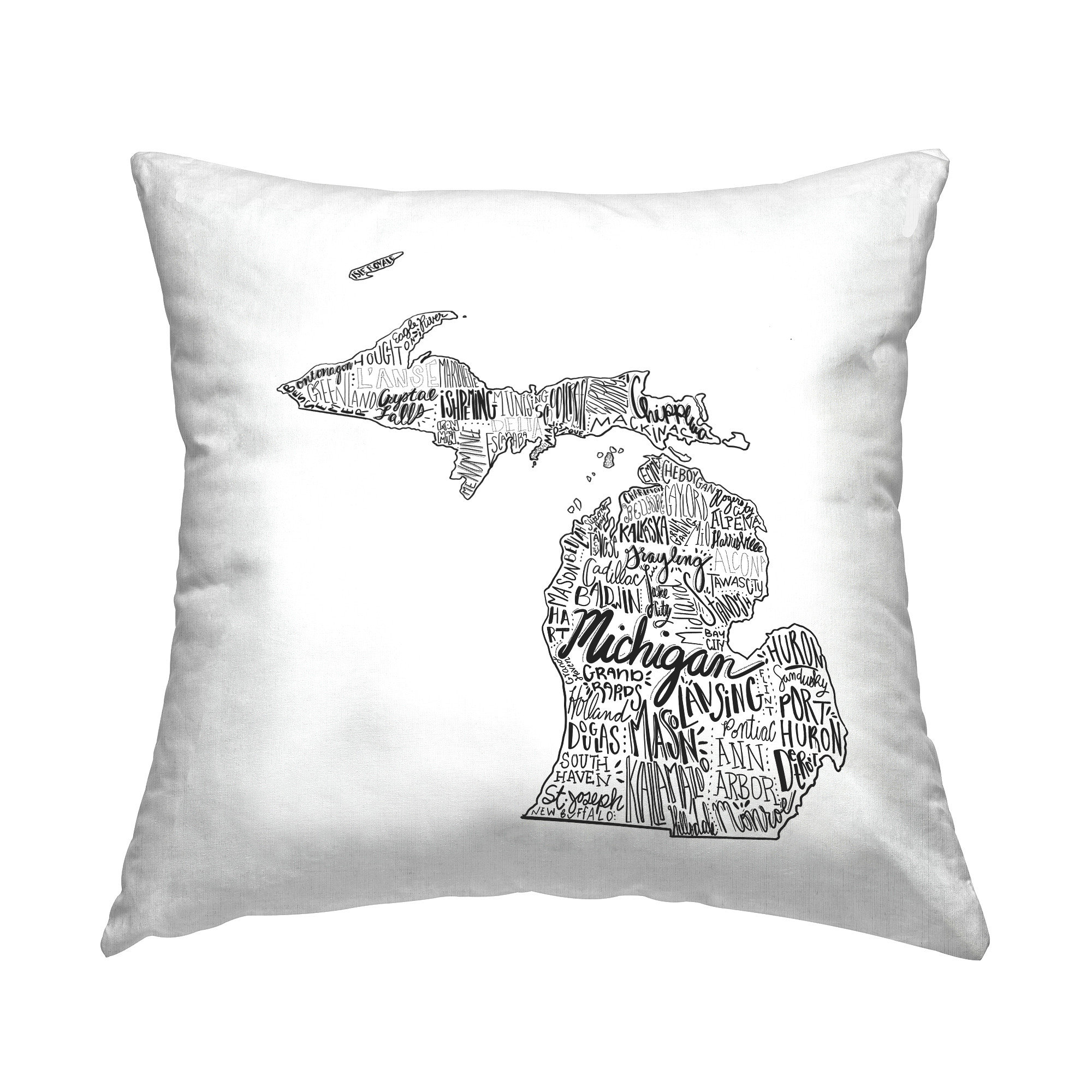 Stupell Industries Michigan State Typography Cities Map Shape Printed ...