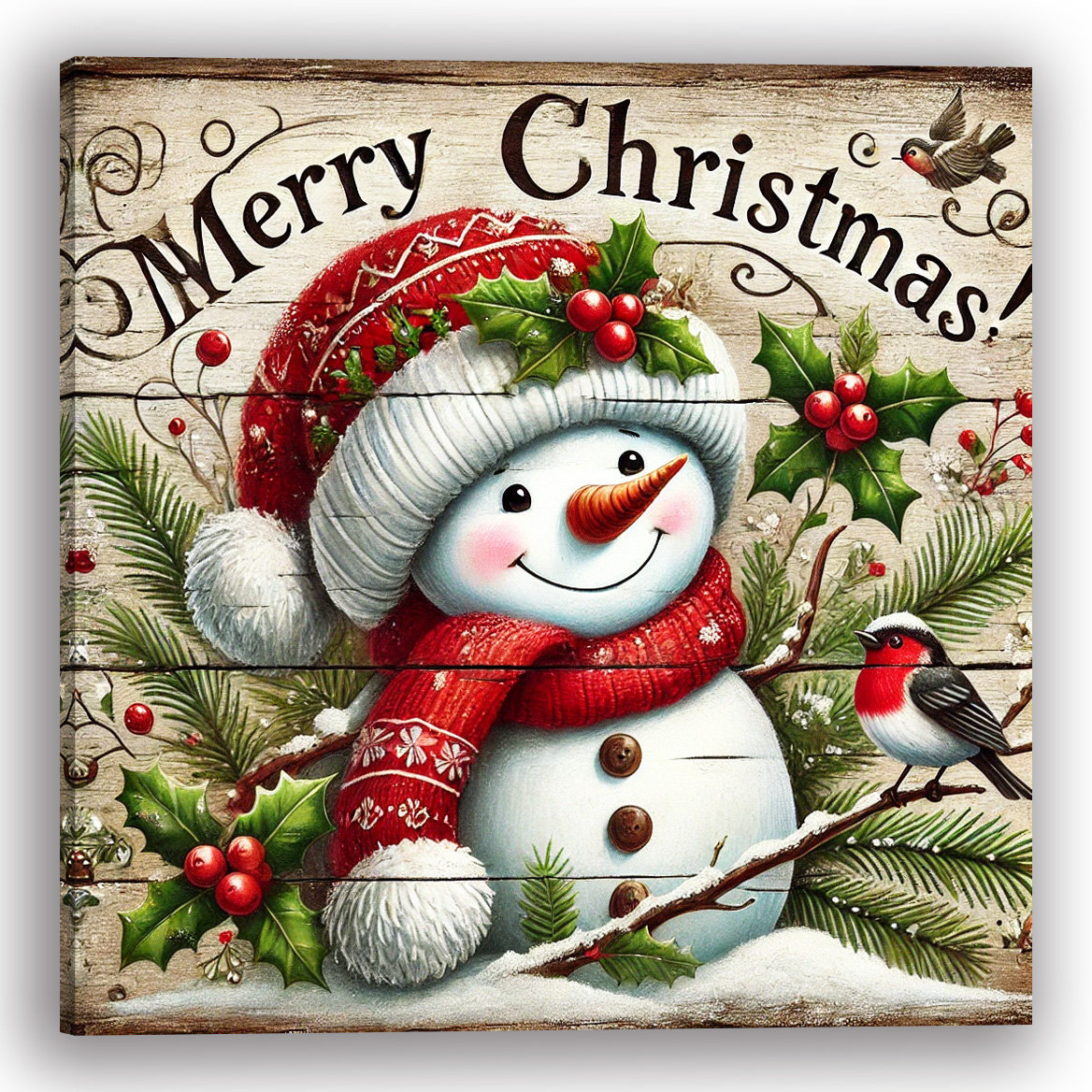 Ophelia & Co. Cheerful Snowman and Festive Friends Christmas Canvas ...