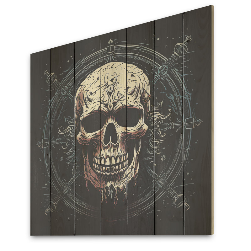 Trinx Jolly Roger Rising Skull Symbol - Pirate Wood Art On Natural Pine ...