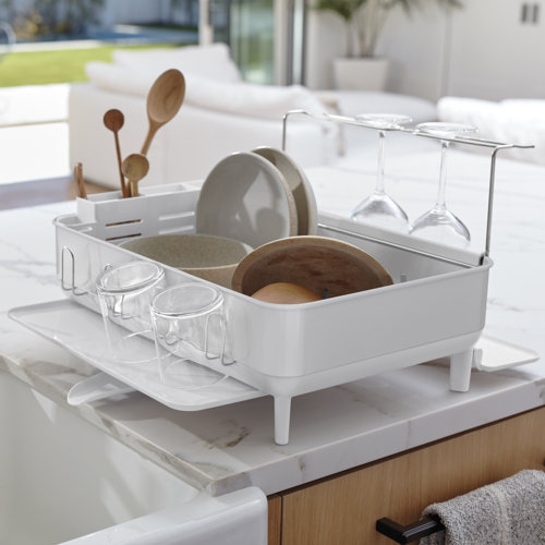 simplehuman Kitchen Dish Drying Rack with Swivel Spout, Fingerprint ...