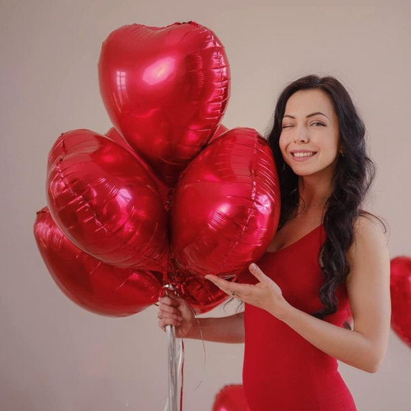 PMU Valentines Day Red Heart Shaped 18 Inches Mylar - Foil Balloons ...