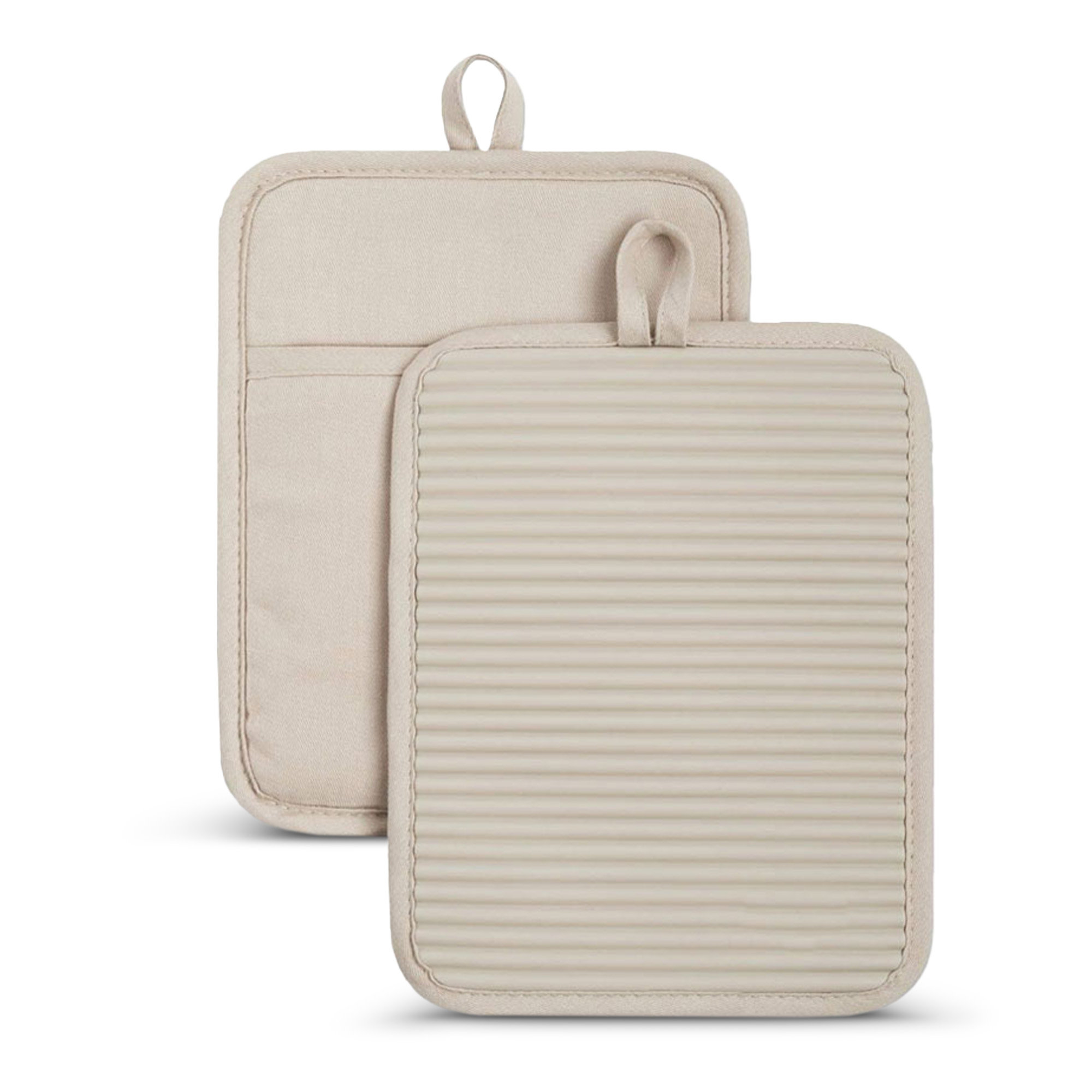 Cheer Collection Silicone Pot Holders, 2 Pack Ribbed Grip and Cotton ...