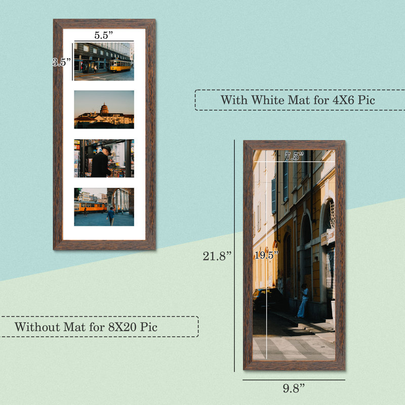 Ebern Designs Noi 8x20 Brown Wood Picture Frame with 4 Opening 4x6 ...