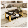 Mercer41 Modern Black Mirror Coffee Table with Gold Metal Frame ...