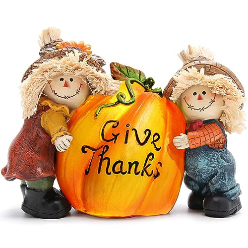 Ophelia & Co. Fall Thanksgiving Resin Scarecrow Pumpkin Figurines | Wayfair