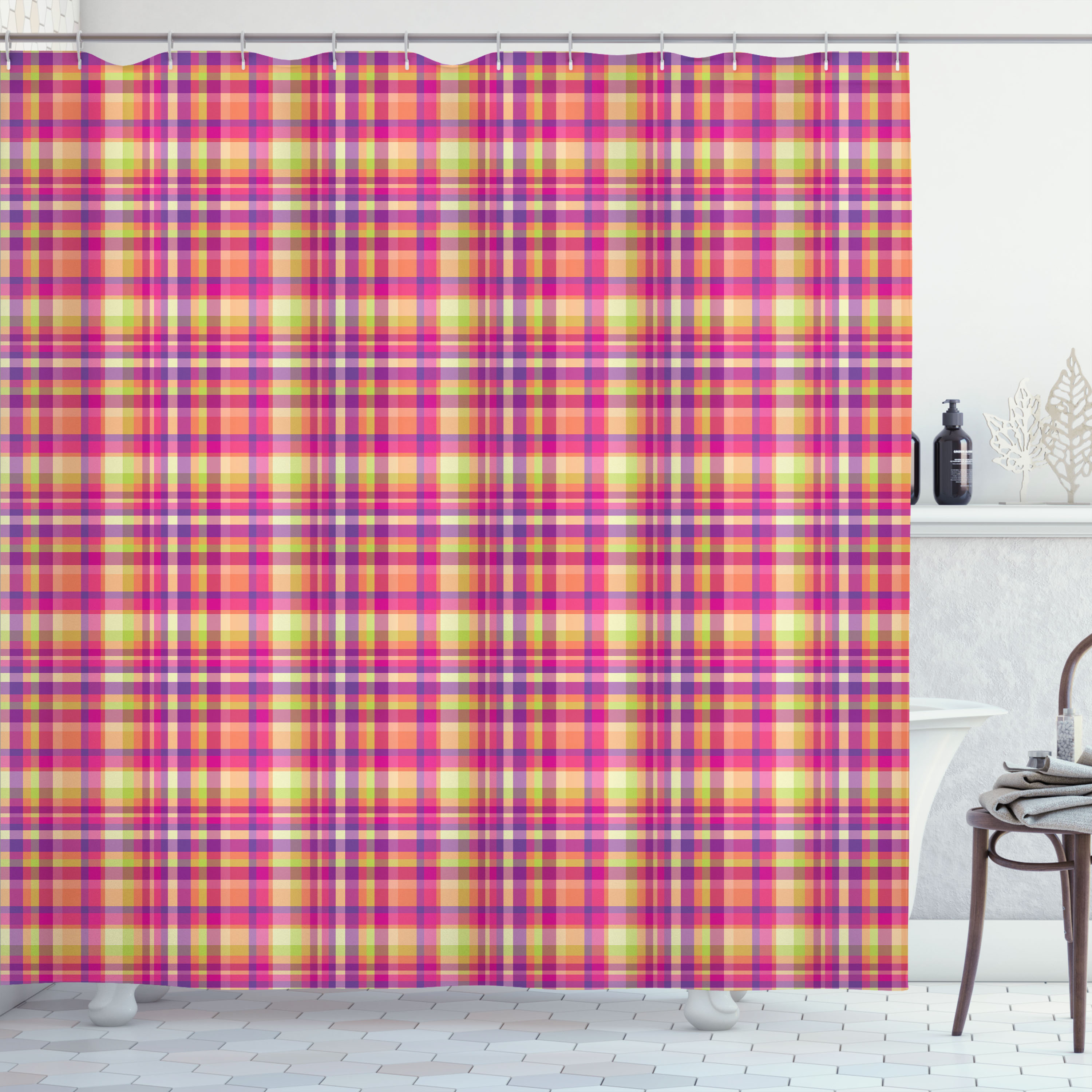 East Urban Home Colorful Shower Curtain Checkered Pixel Squares ...