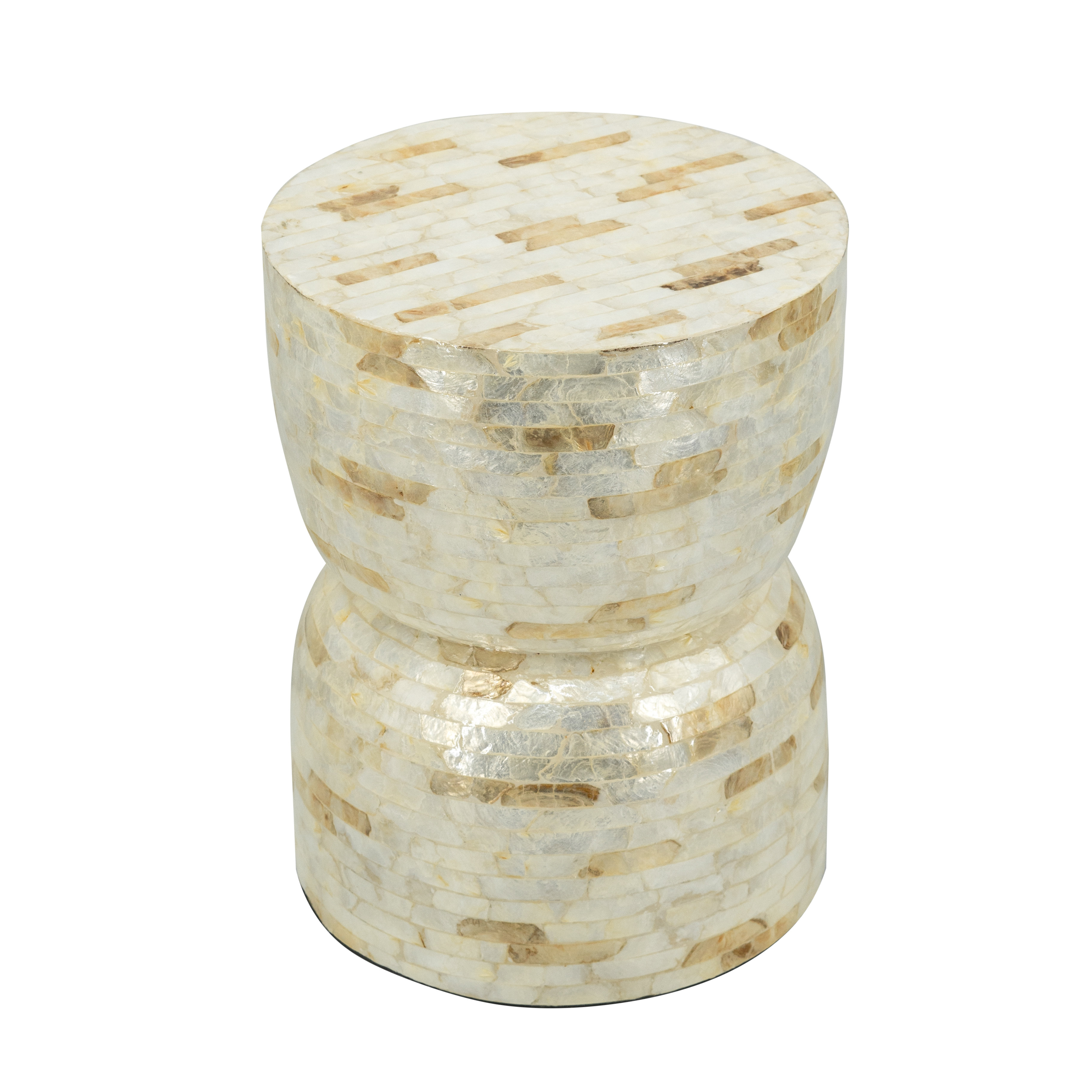 Dakota Fields D14X18" Decorative Hourglass Stool With Gold And White ...