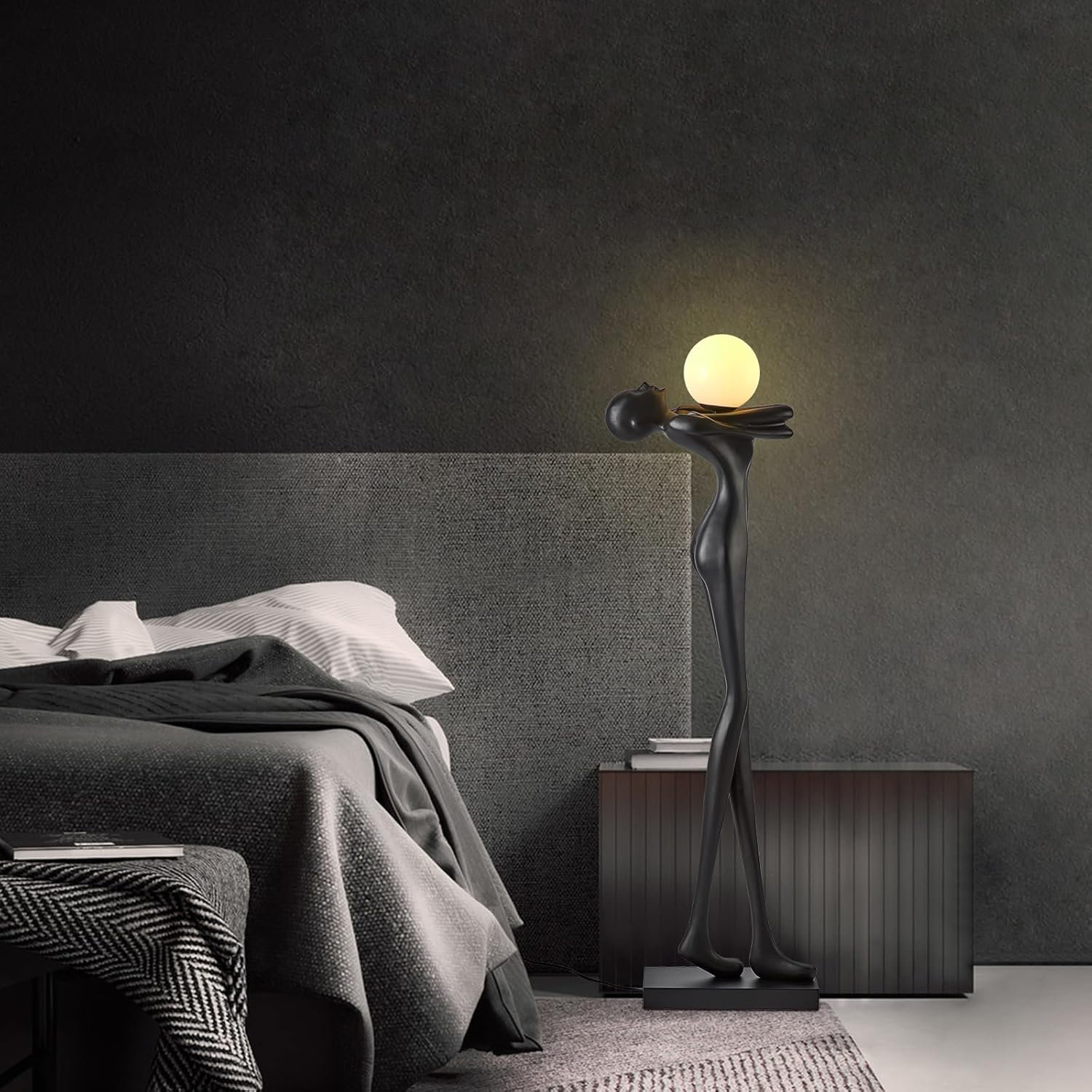 Orren Ellis 68.89 Inch Modern Resin Human Shaped Floor Lamp Ball Hugger ...