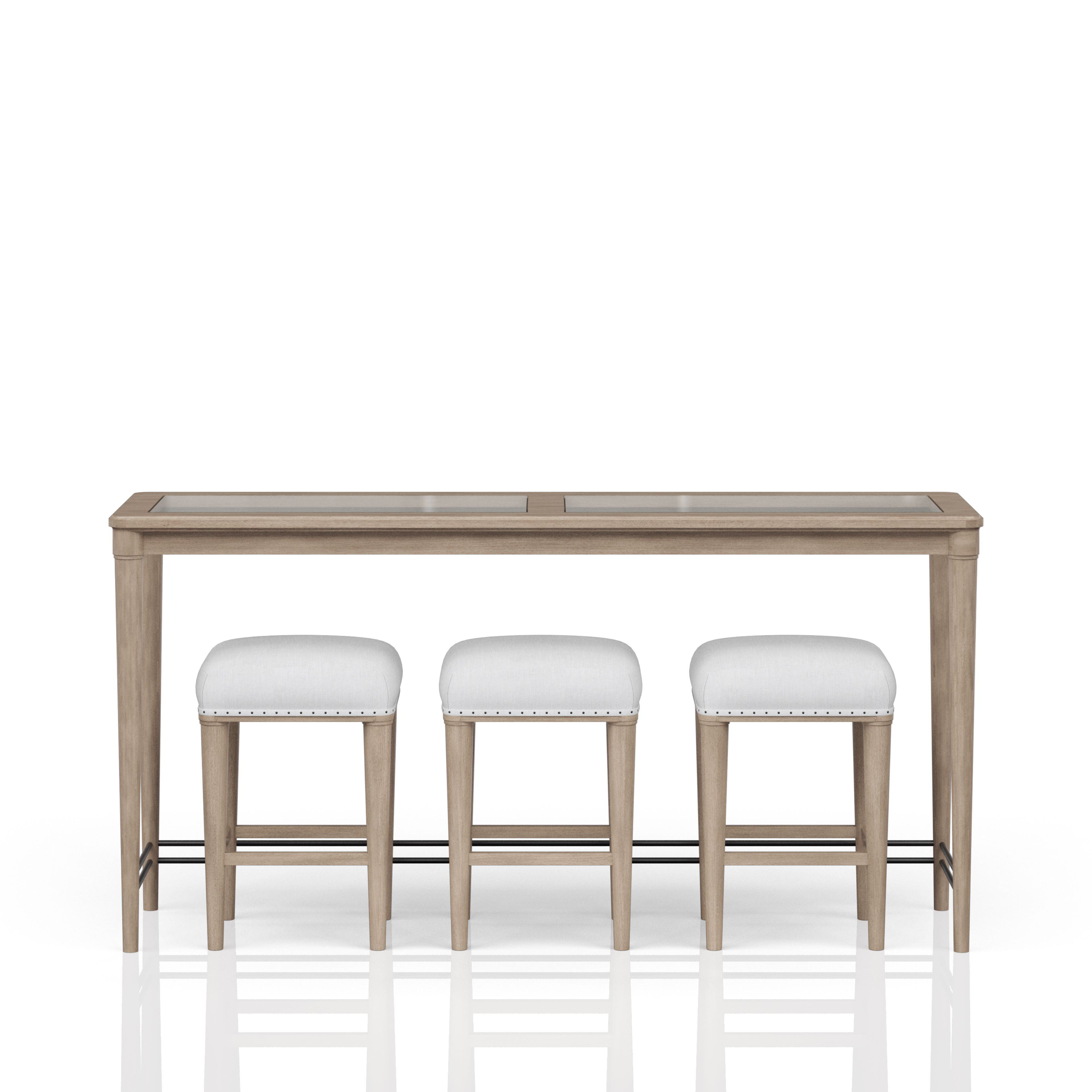 NFusion Aria 4-Piece Bar Table Set with Frosted Glass Top & 3 ...