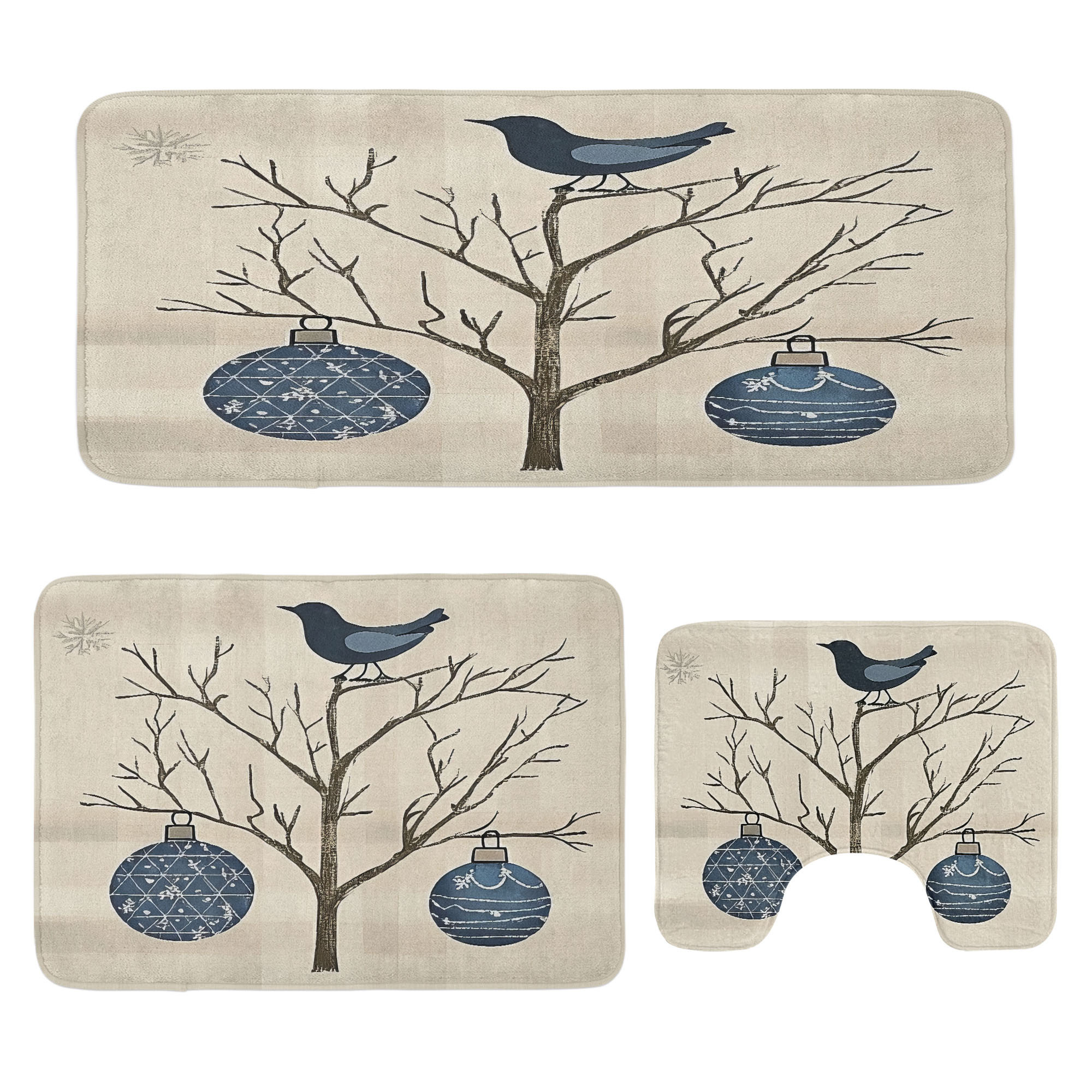 The Holiday Aisle® Christmas Bathroom Rug Set 3 Pieces U-Shape ...