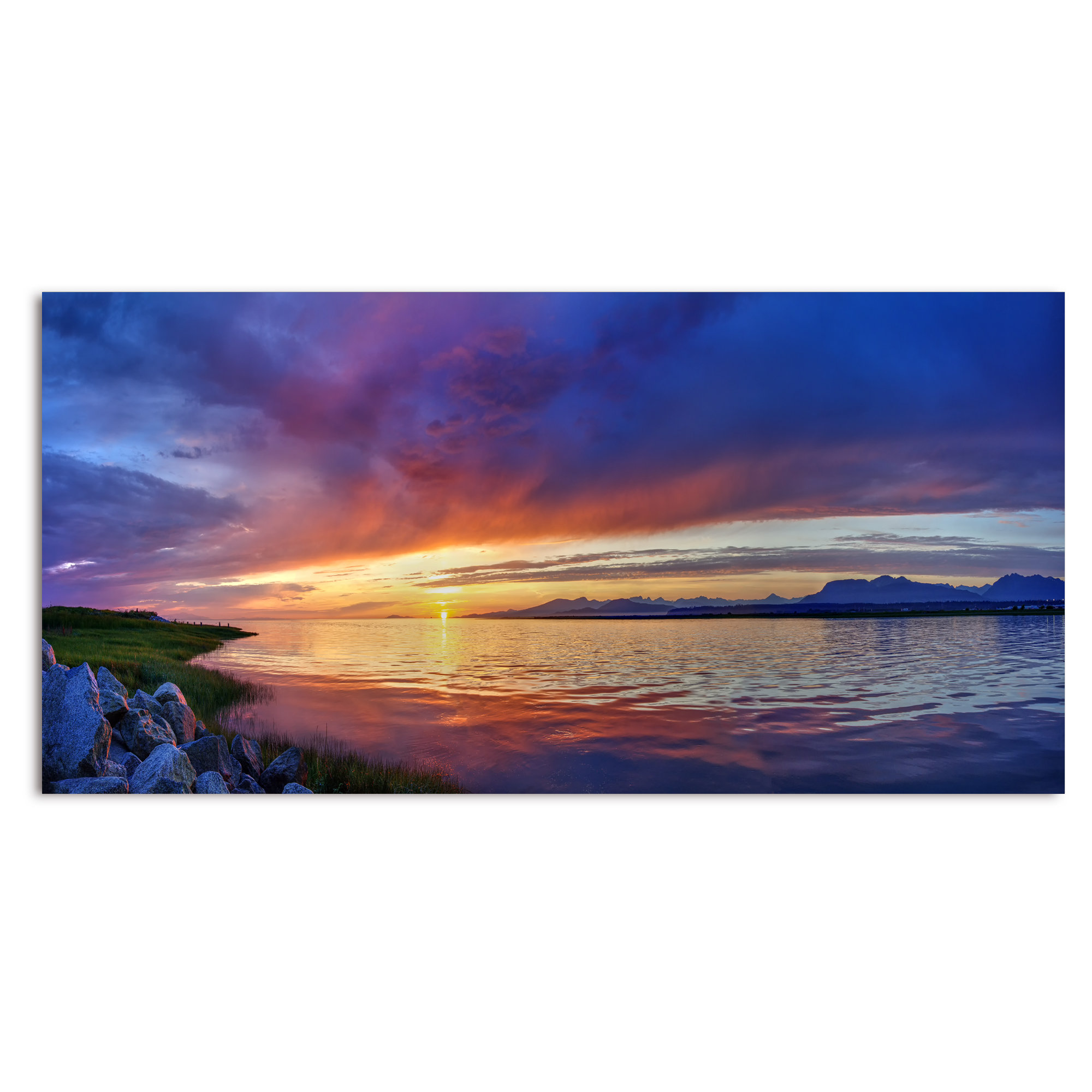 Highland Dunes Sunset On Rocks By The River - Nautical & Coastal Canvas ...