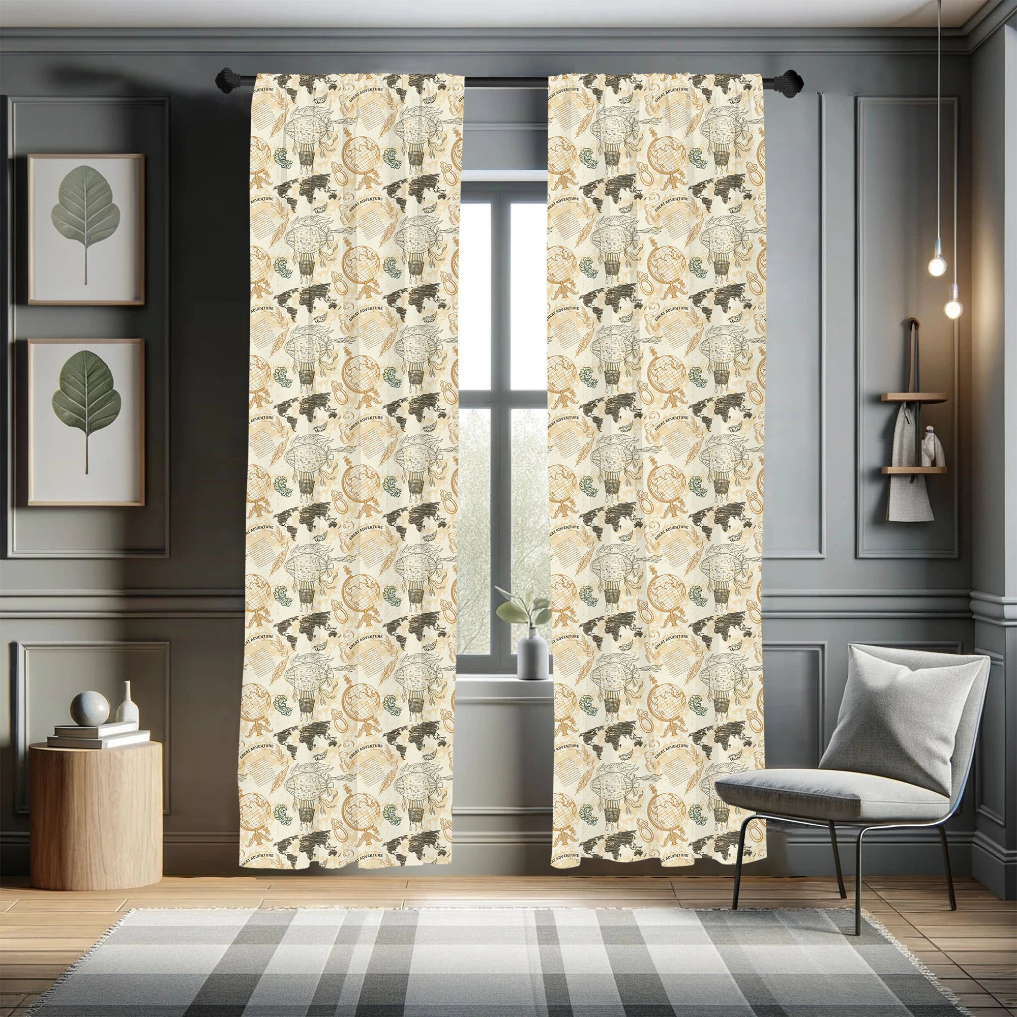 Ambesonne World Map Semi-Sheer Rod Pocket Curtain Panels | Wayfair