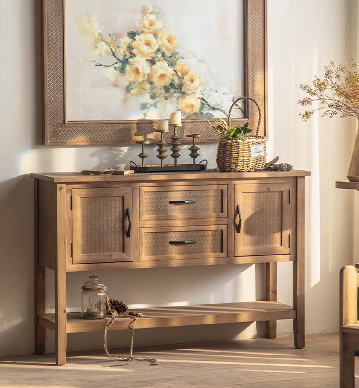 EliteFurnishings American-Style Retro Carved Multi-Functional Console ...