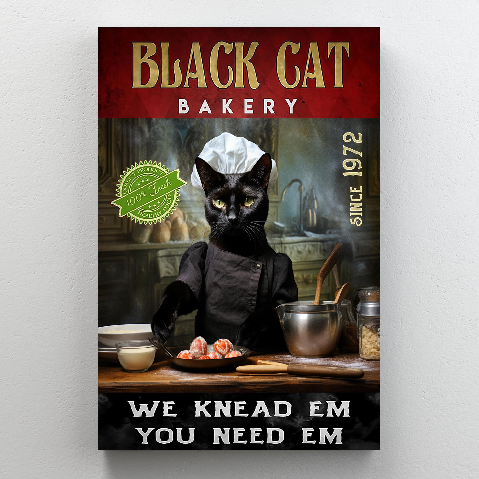 Trinx Latassha Black Cat Bakery On Canvas Graphic Art | Wayfair