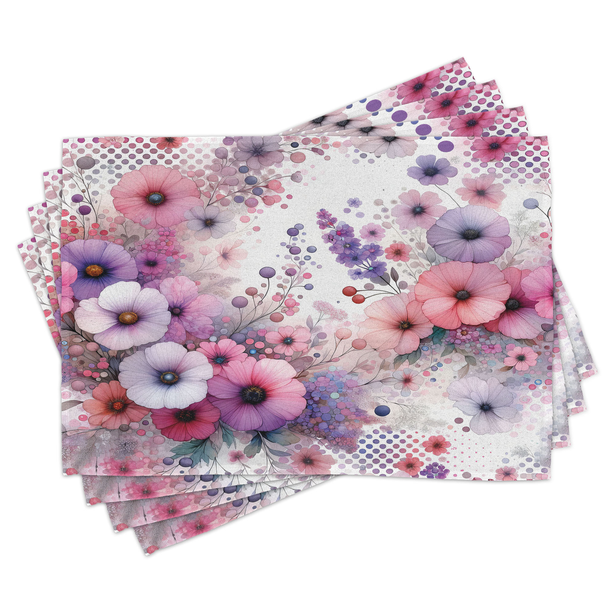 Ambesonne Pink Place Mats Set of 4 Fantasy Wildflowers Garden Standard ...