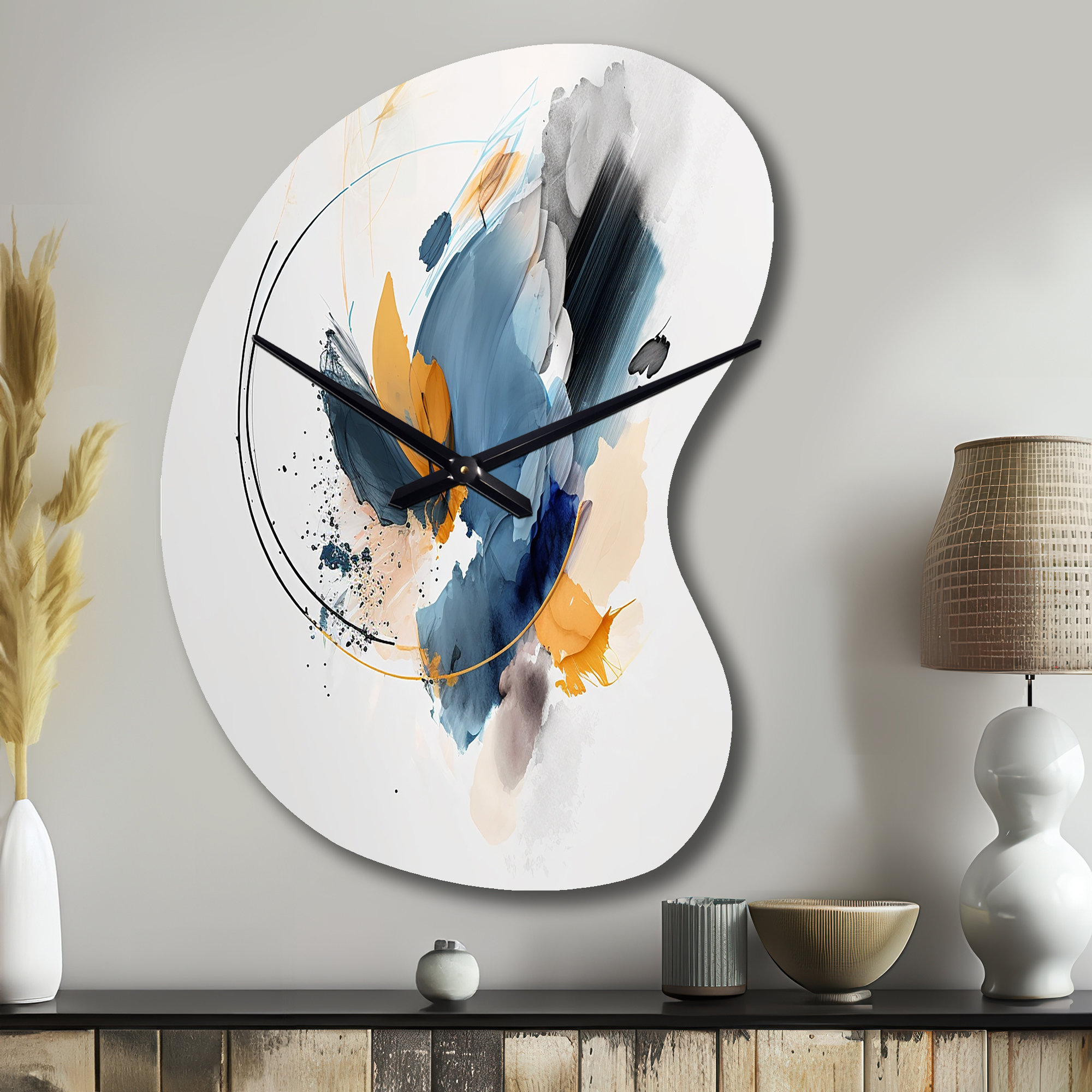 Ivy Bronx Shushma - Boom Shape Large Blue Wall Clock Sculpture ...