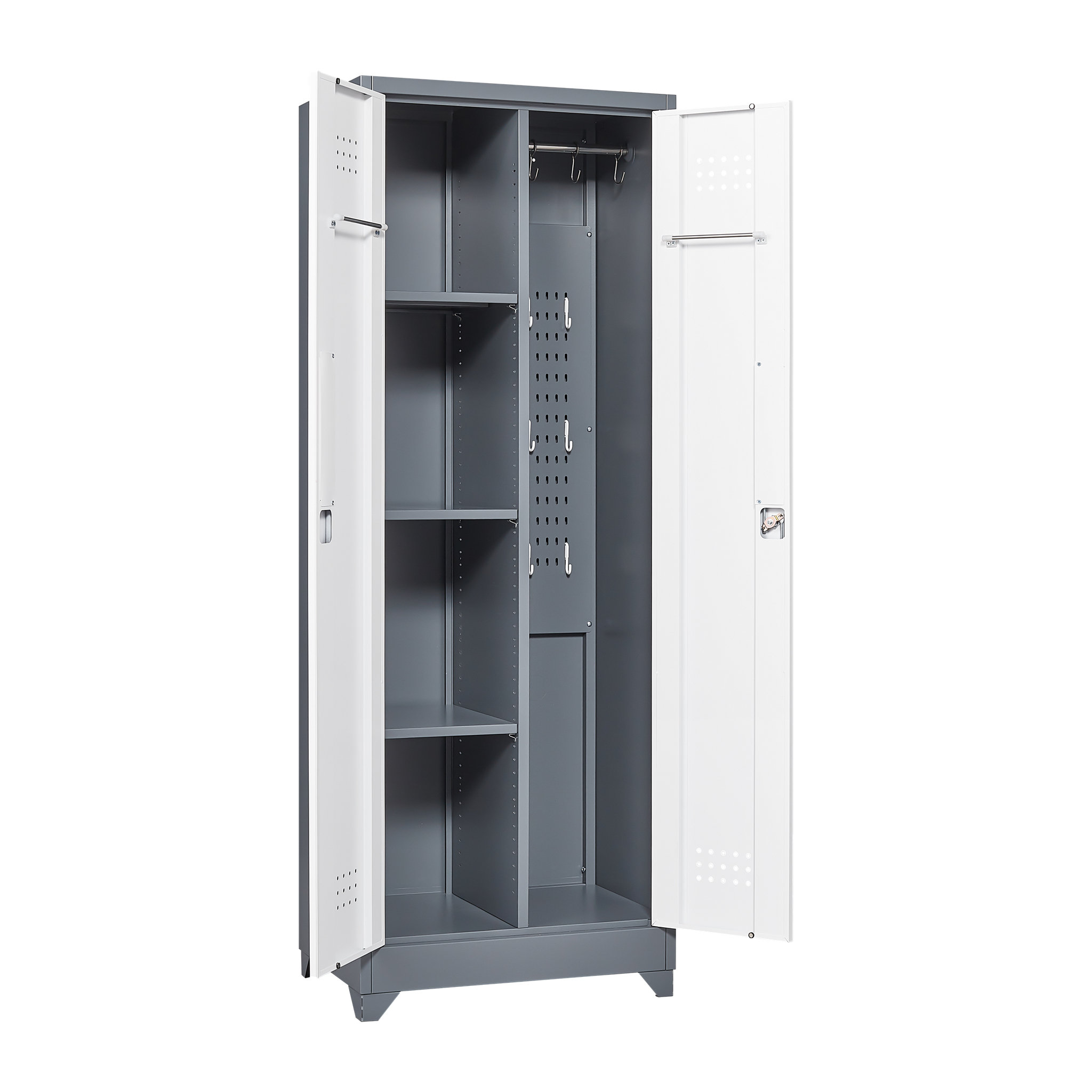 Latitude Run® Broom Storage Cabinet With Locking Doors And Shelves ...