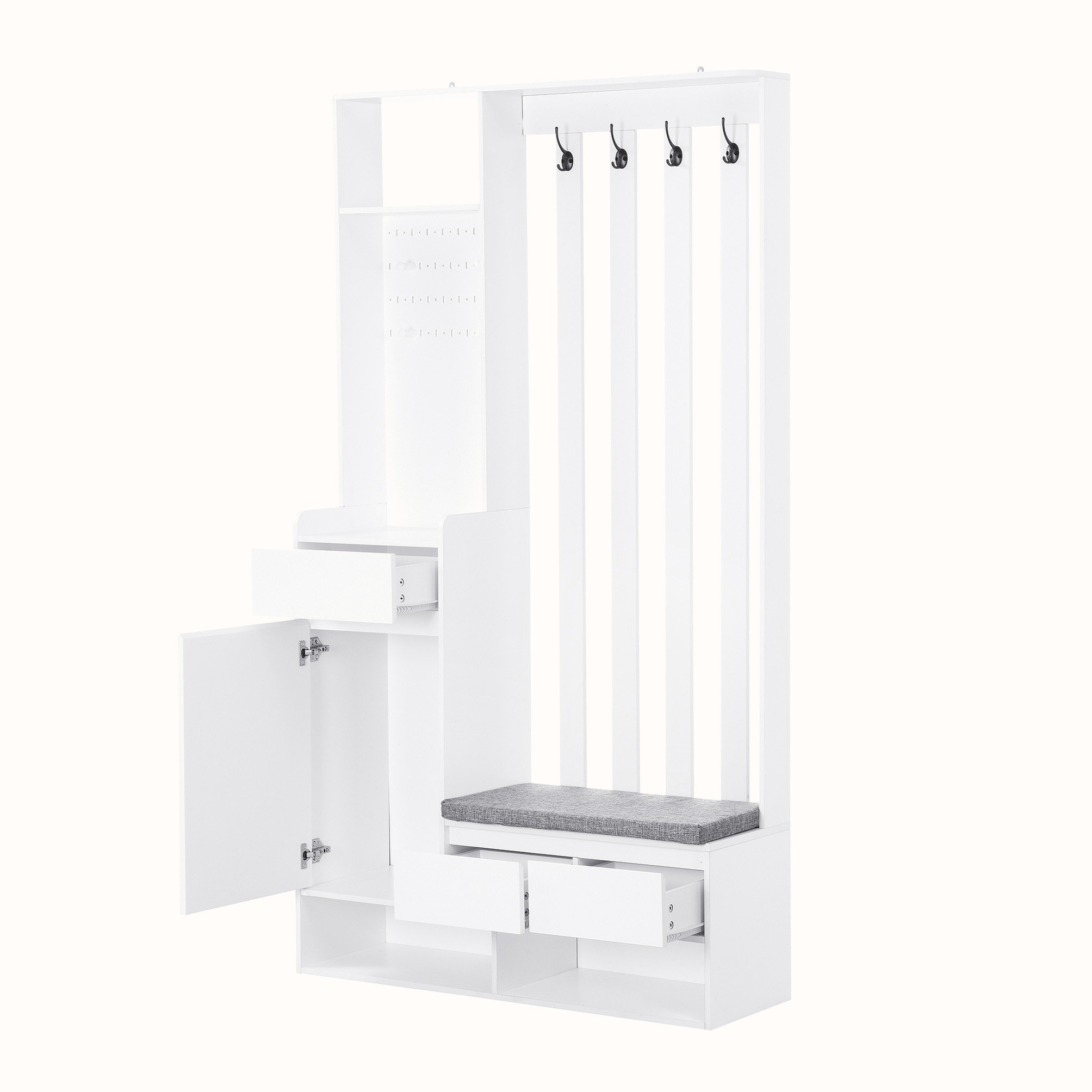 Latitude Run® Hall Tree Storage With Cushioned Storage Bench Wayfair