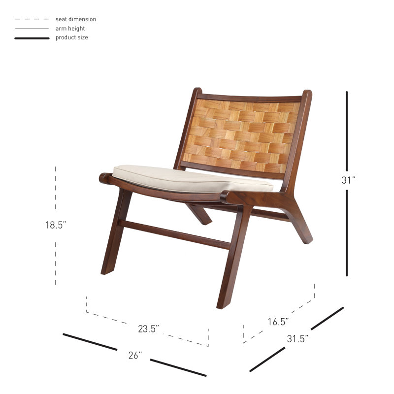 Union Rustic Kymir Upholstered Teak Accent Chair | Wayfair