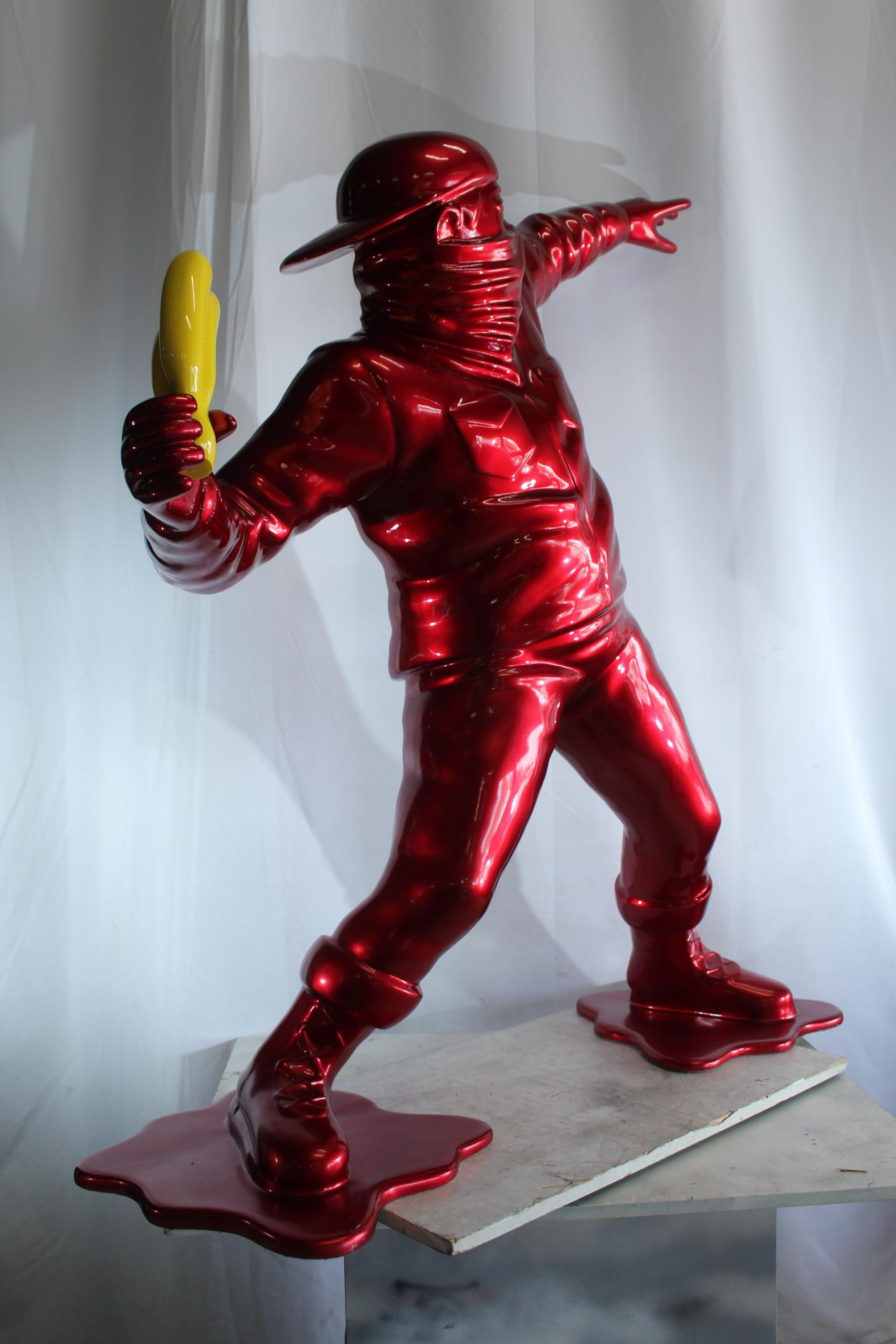 Red Barrel Studio® Banana Thrower Sculpture Metallic Red Street Art Pop ...