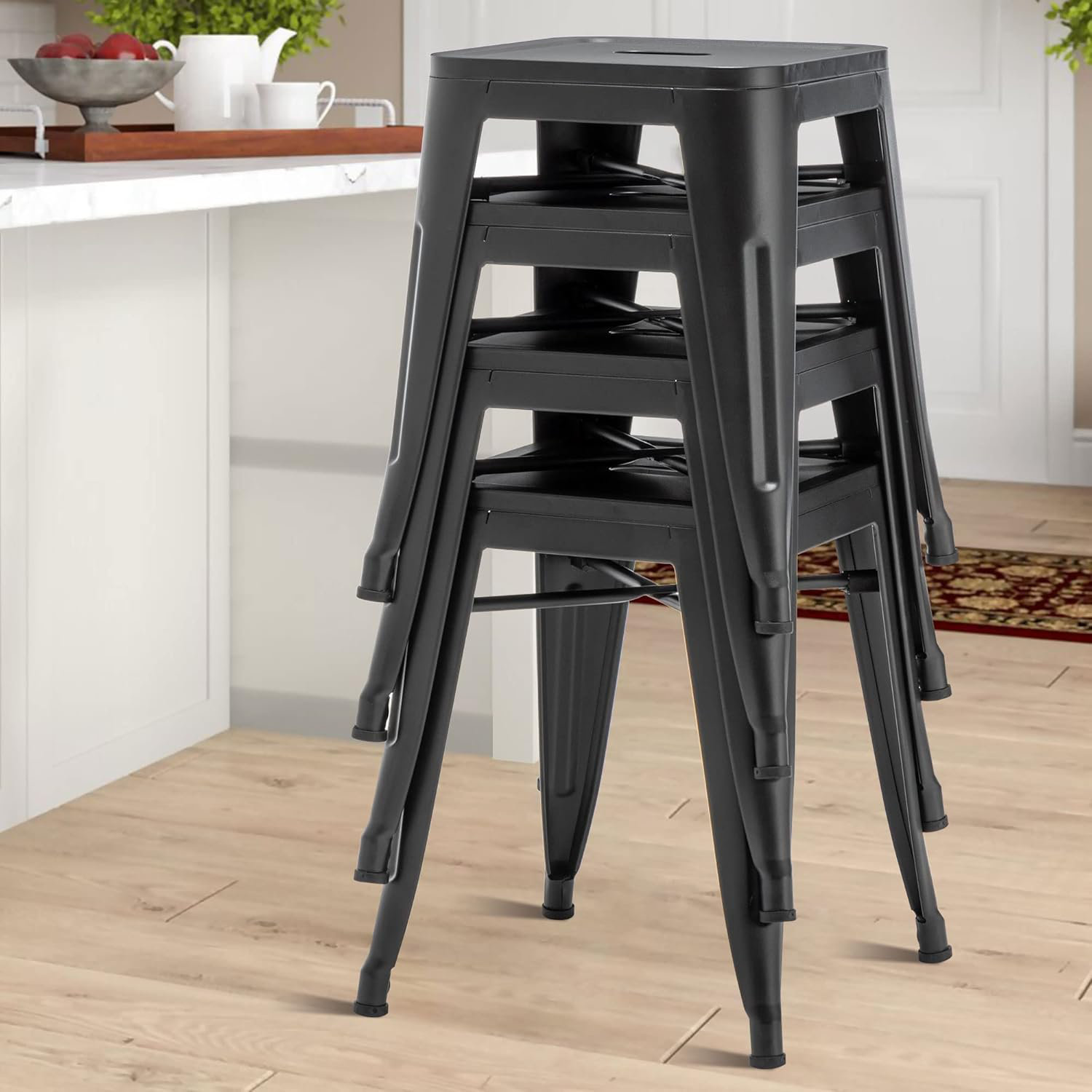 Williston Forge 18" Backless Industrial Metal Stools - Stackable Dining ...