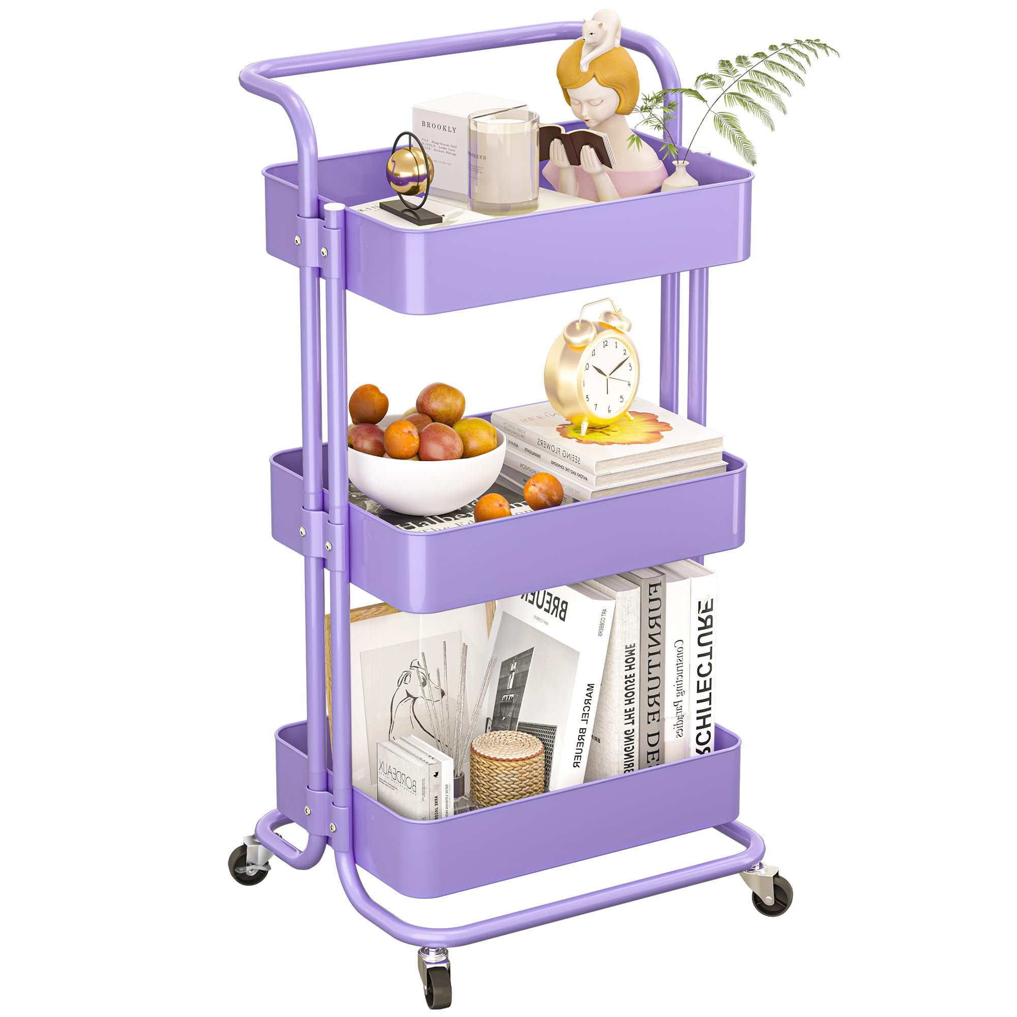 Ebern Designs Multi-Function Rolling Cart, Sturdy 3-Tier Storage ...