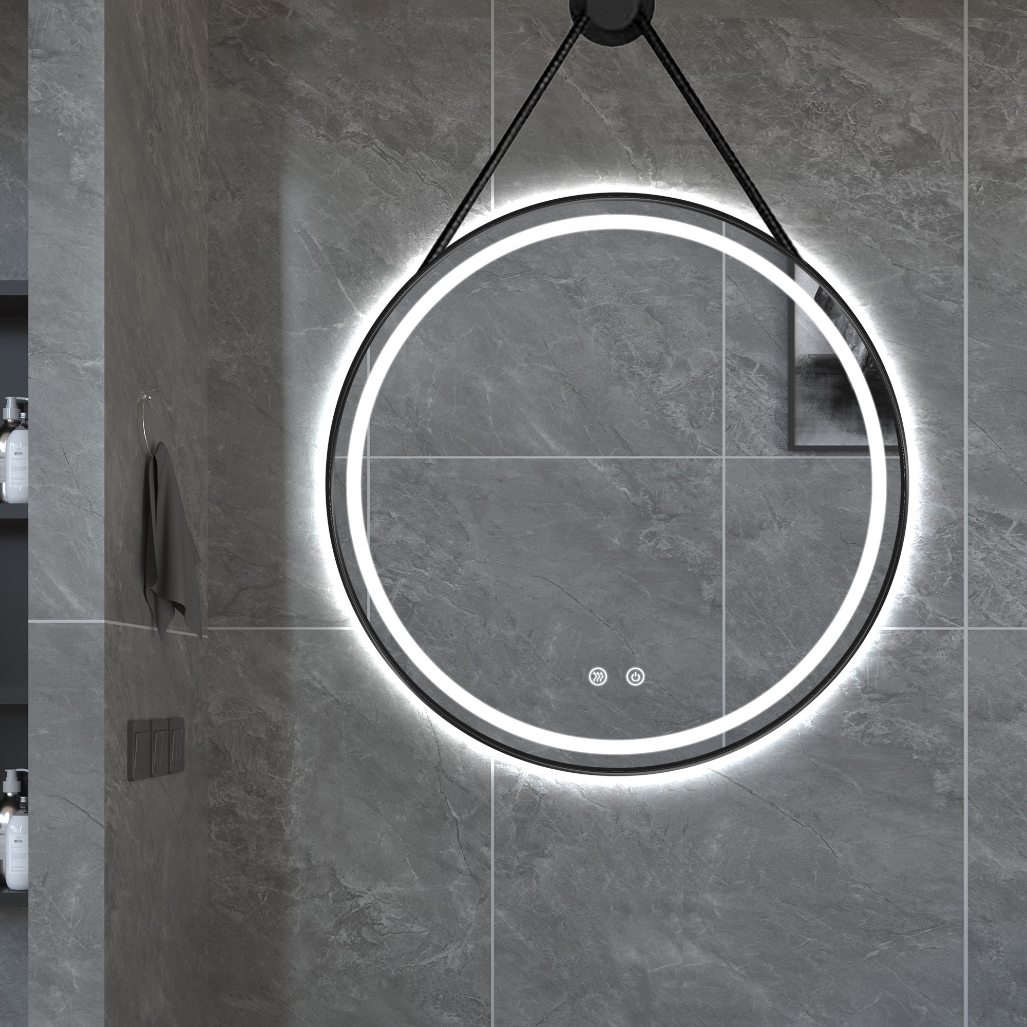 Wrought Studio Led Wall Rope Hanging Mirror With Anti Fog Metal Frame ...