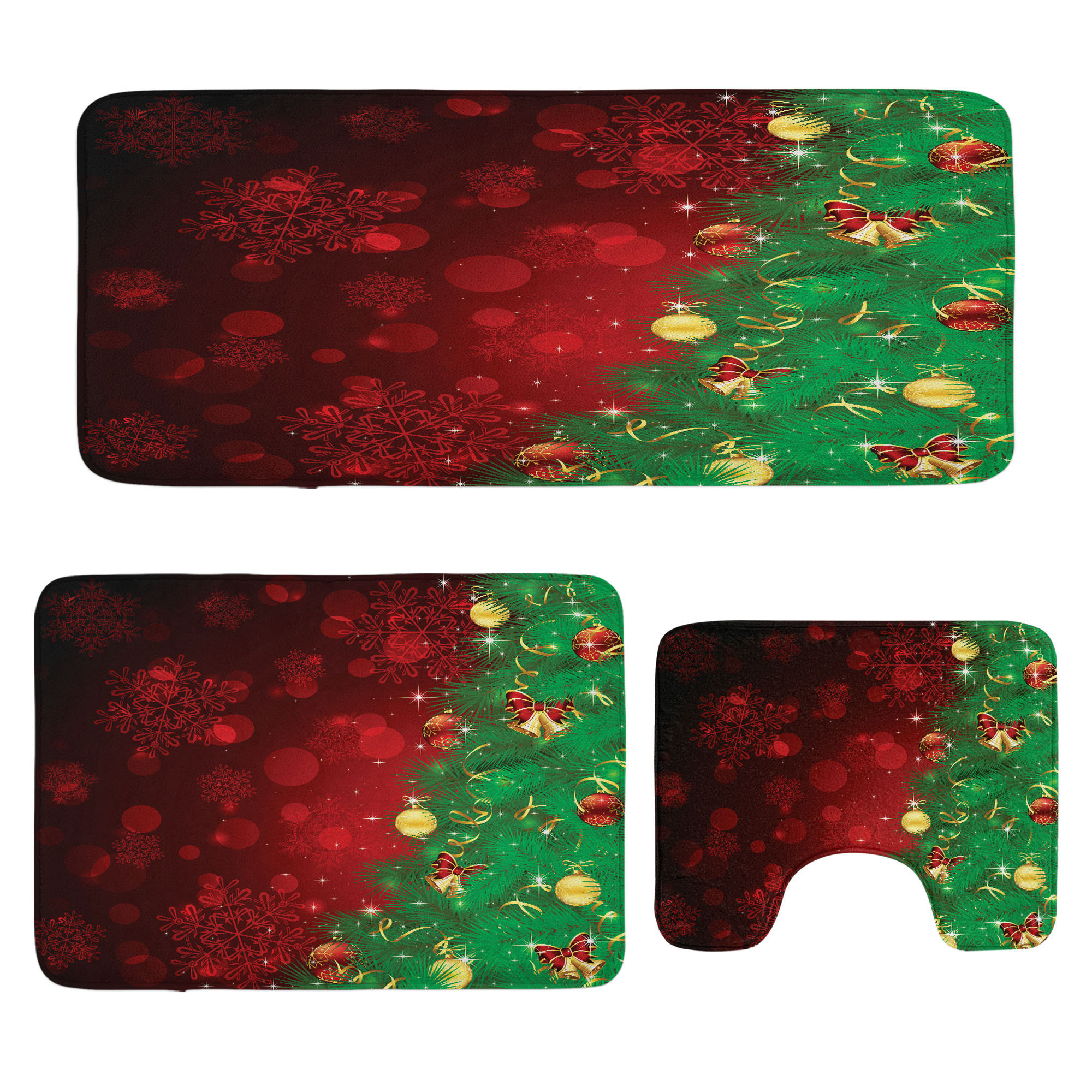 The Holiday Aisle® Christmas Bathroom Rug Set 3 Pieces U-Shape ...