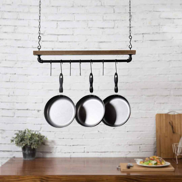 Williston Forge Ceiling Mounted Hanging Pot Rack With 8 S-Hooks ...