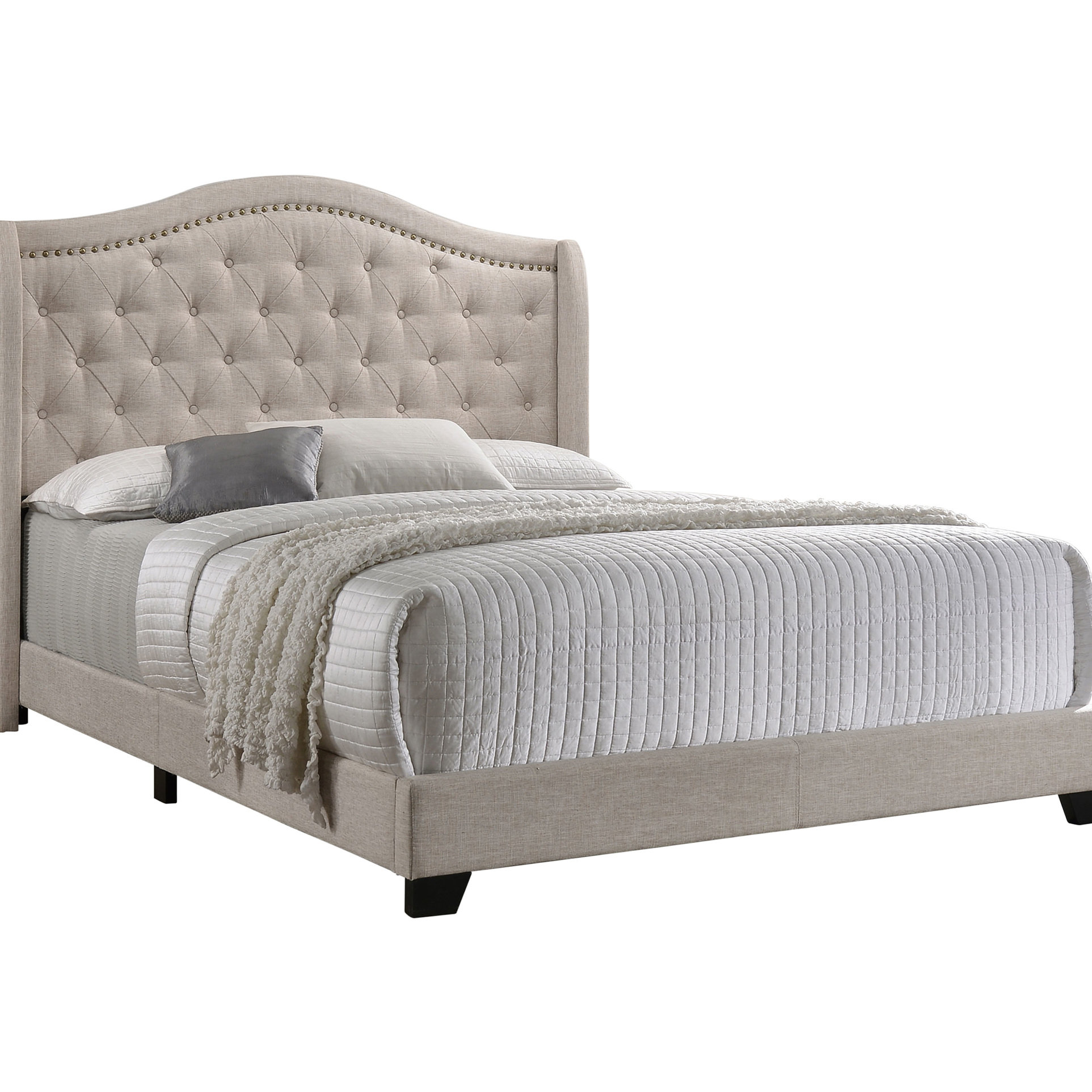 Lark Manor™ Copper Beige Upholstered Queen Bed With Wingback, Softly ...