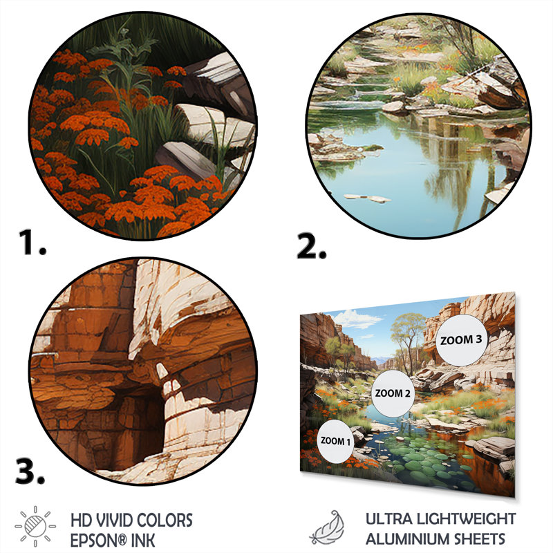 Wade Logan® Beige Green Canyon Canyons Depths - Landscapes Metal Wall ...