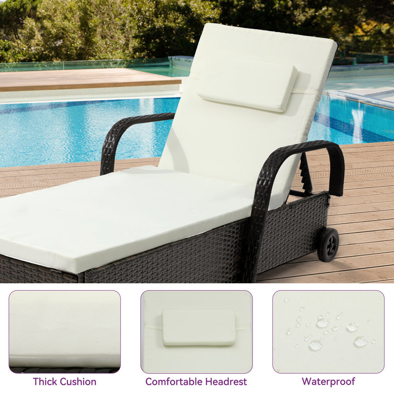 Lark Manor™ Anayelly Outdoor Wicker Chaise Lounge with Storage Space ...