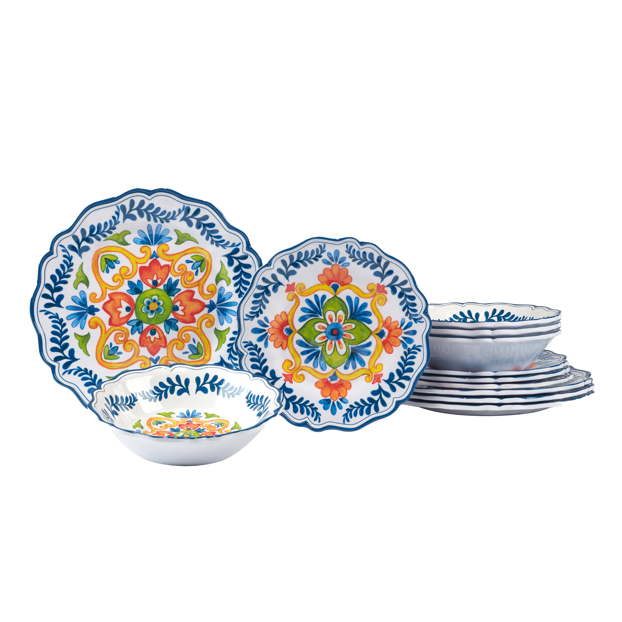 Certified International Flores Melamine 12 pc Dinnerware Set | Wayfair