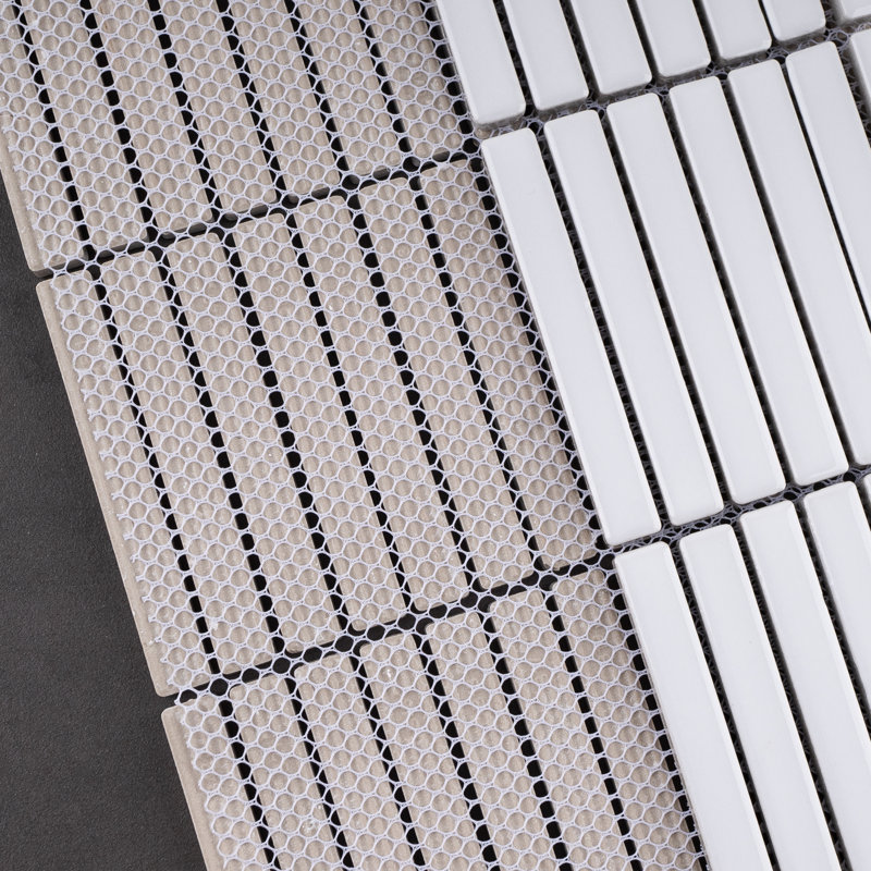 Supreme Tile Porcetile 0.48" x 3.63" Stacked Glossy Porcelain Mosaic ...