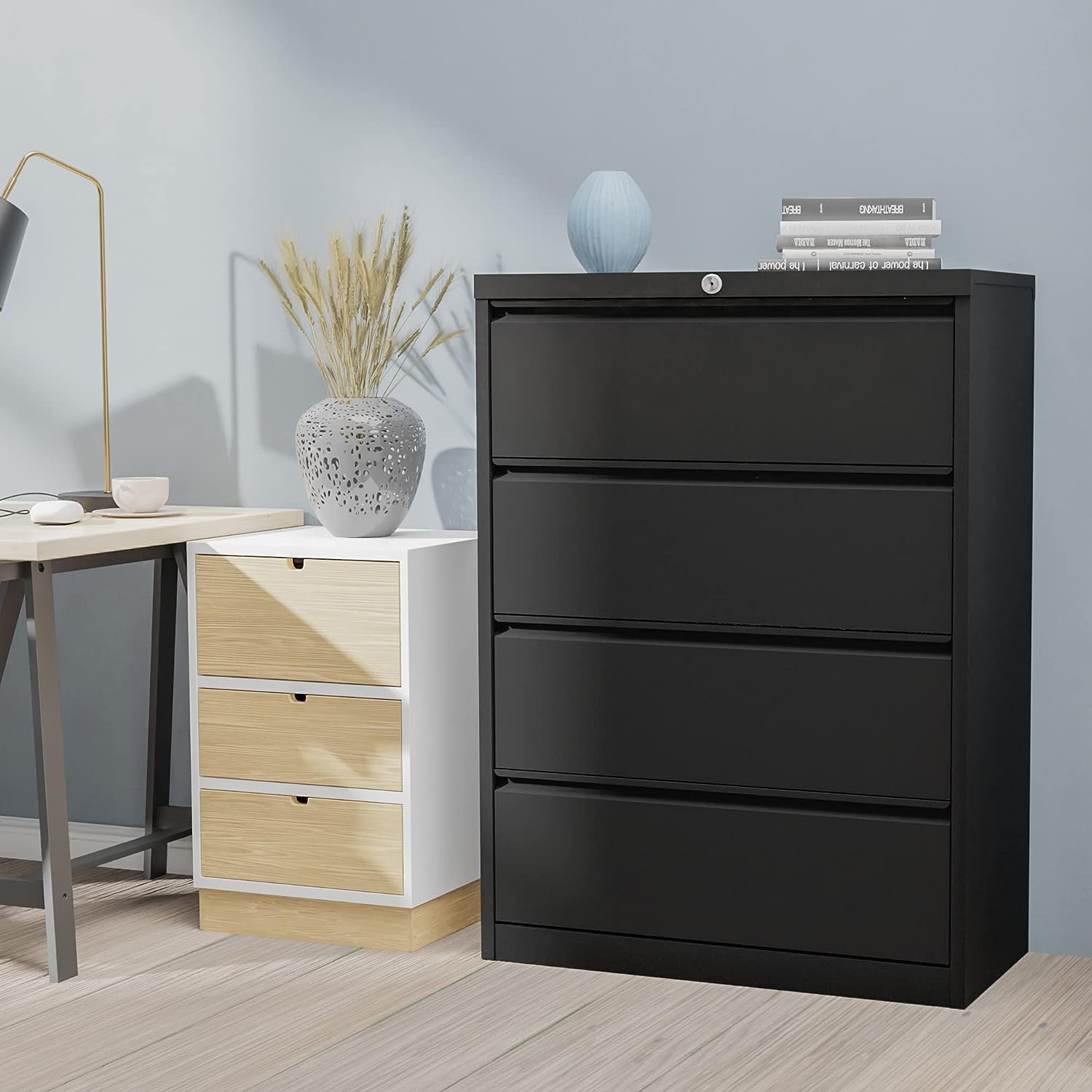 Inbox Zero Ladaveon Metal 4-Drawer Vertical Filing Cabinet with Lock ...