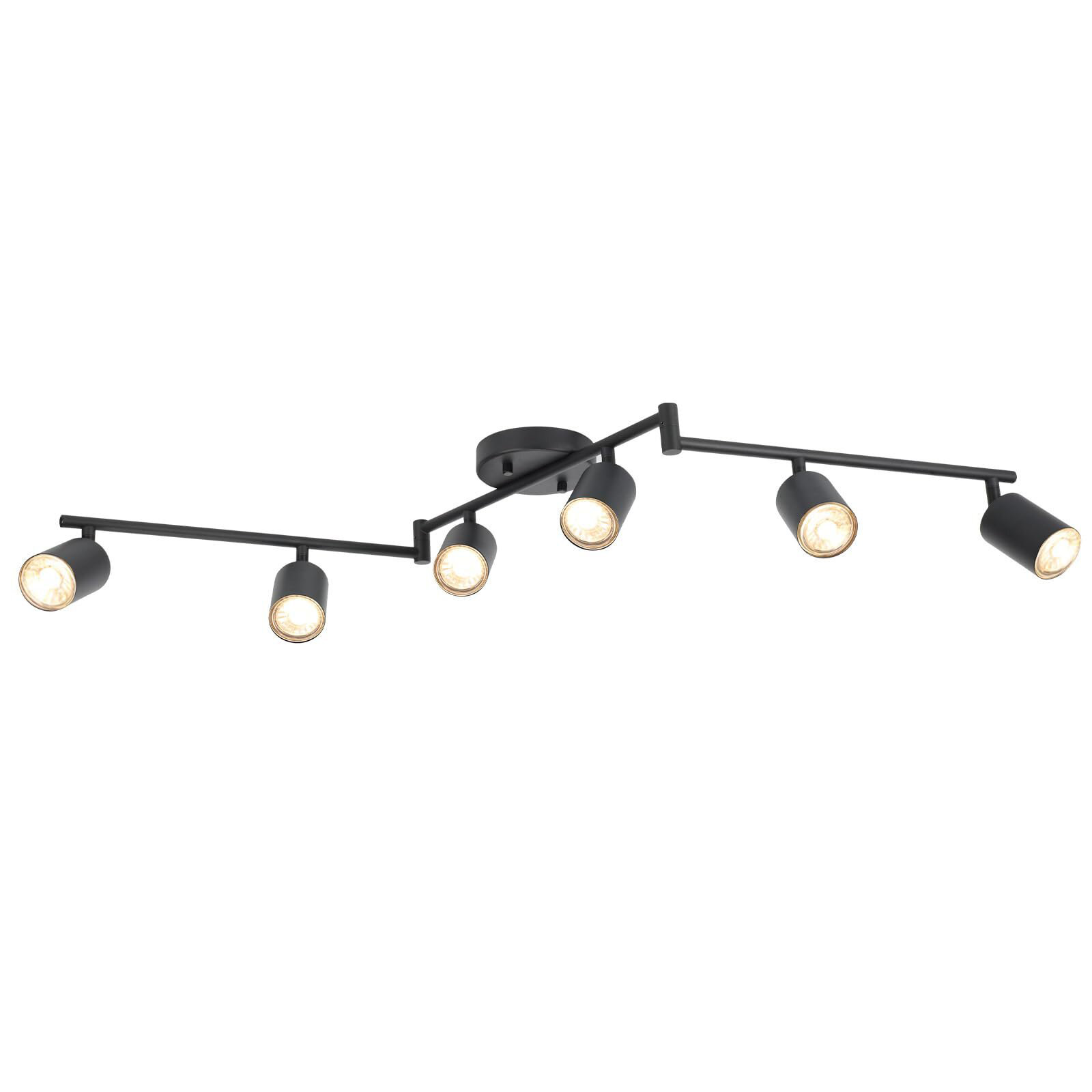 OLHAV 6 Light LED Track Lighting Kit, Black 6 Way Ceiling Spot Lighting ...