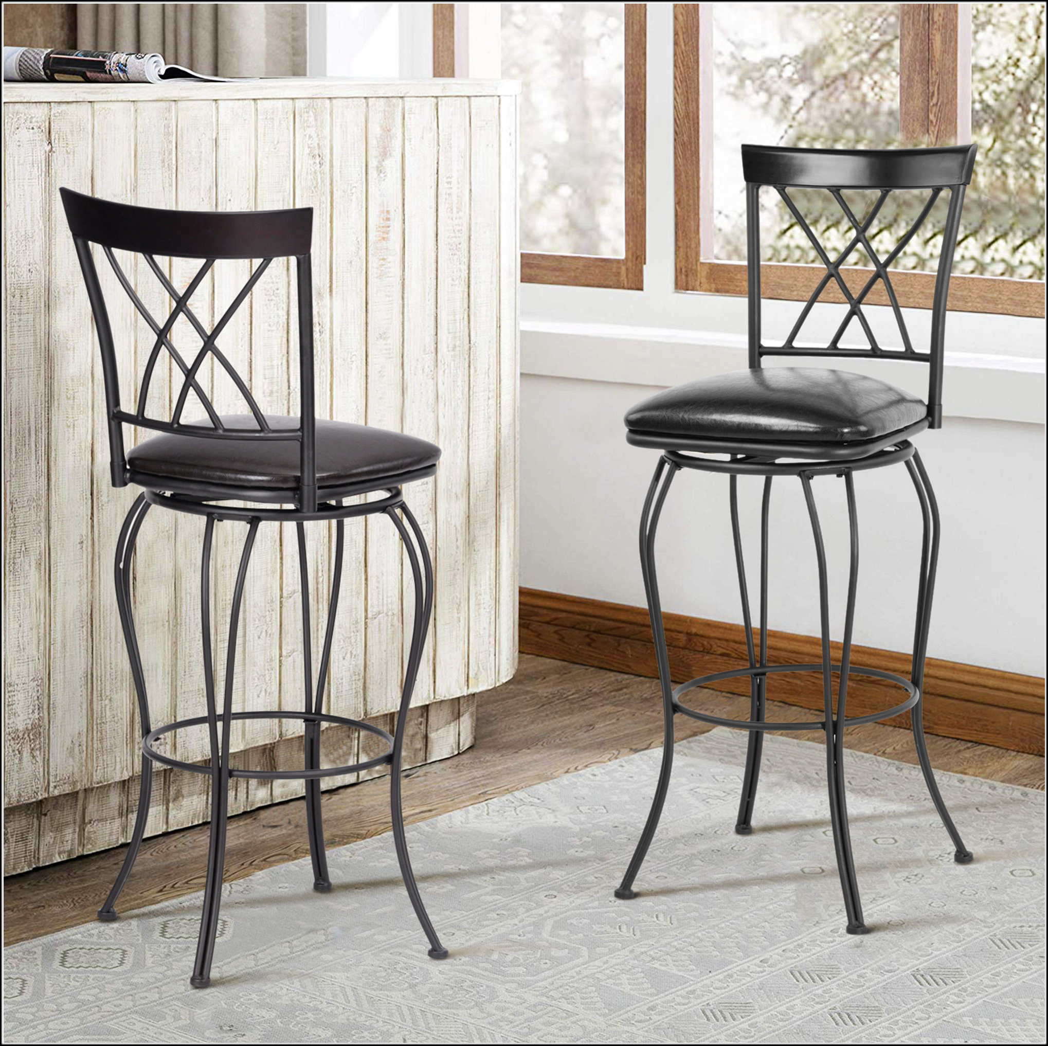 Lark Manor™ Industrial Counter Height Bar Stools Set Of 2, Swivel ...