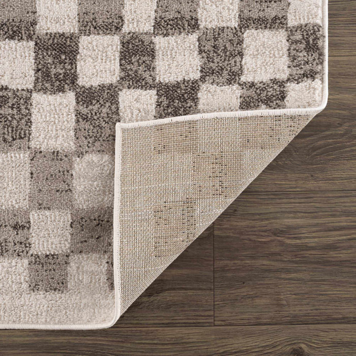 Union Rustic Jasha Checkered Beige/Brown Area Rug & Reviews | Wayfair