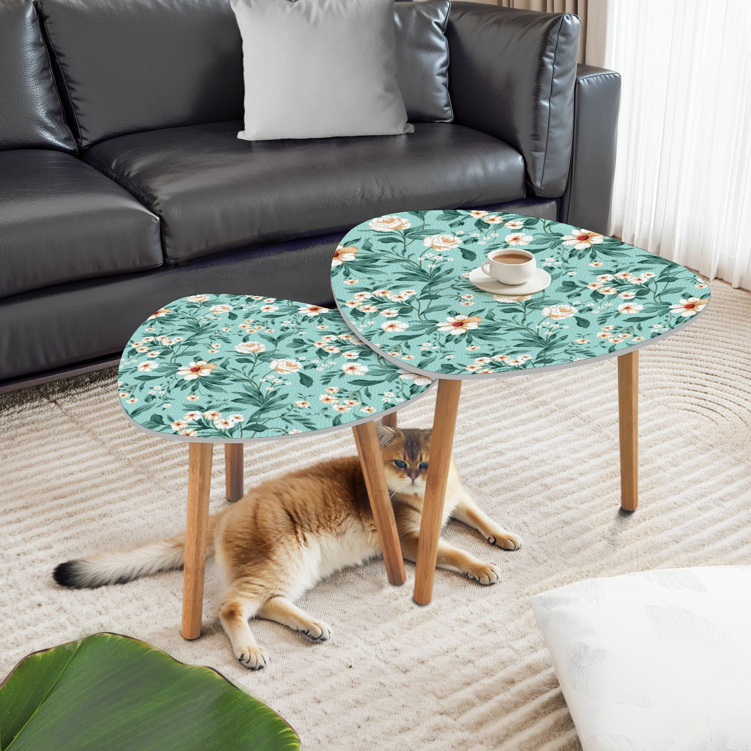 George Oliver Triangle Nesting Coffee Table Set of 2 seamless flower ...