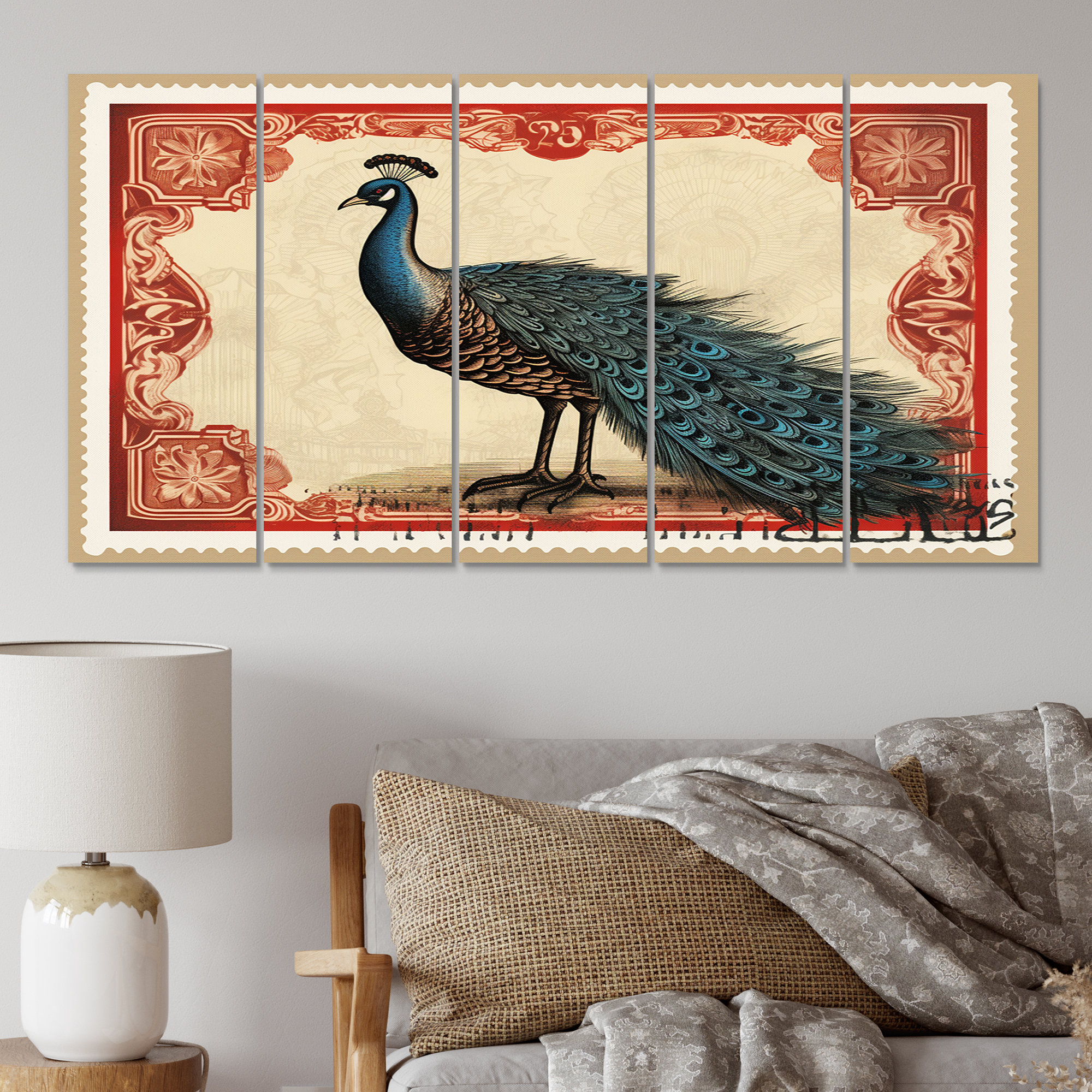 Bungalow Rose Stamp Illustration Of Glorious Peacock VII - Animals ...