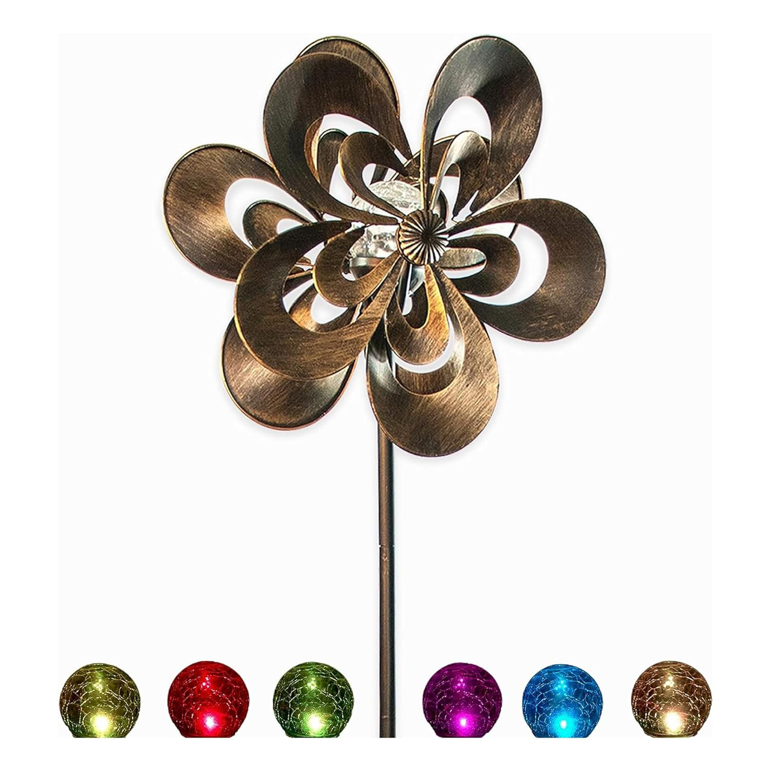 Arlmont & Co. Garden Decor Spinners With Solar Powered Multi-Color LED ...