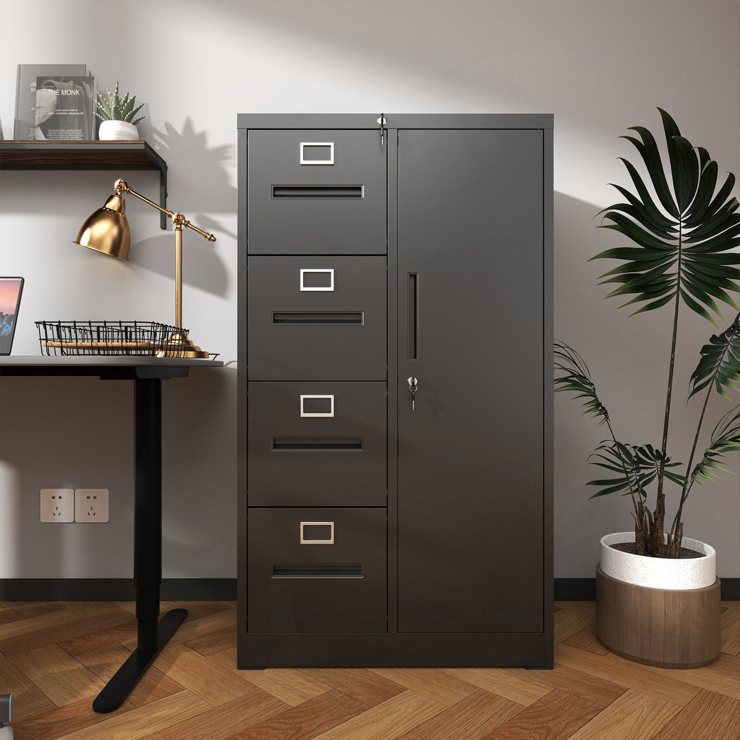 Dynoson Metal Storage Vertical Filing Cabinet With Lock, Steel File ...