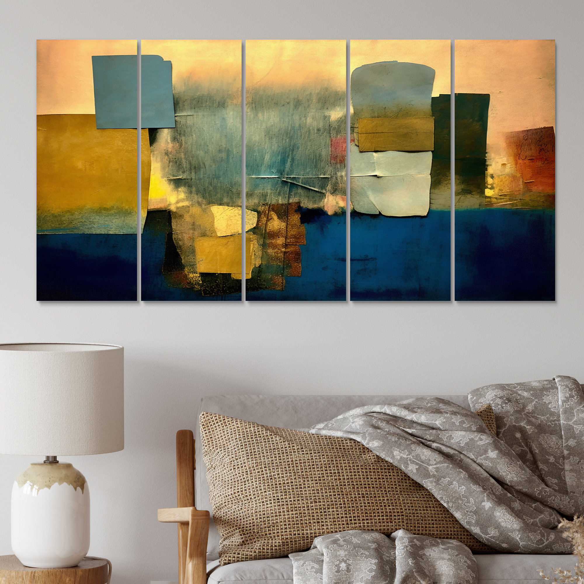 Ivy Bronx Sunrise Over City Retro Cubist Colourfields - Abstract ...