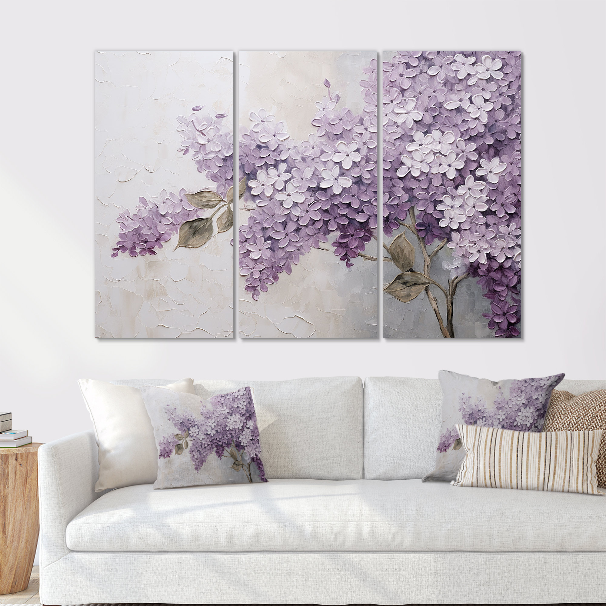 Design Art Beautiful Lilac Dreamscape - Lilacs Canvas Wall Art Set ...