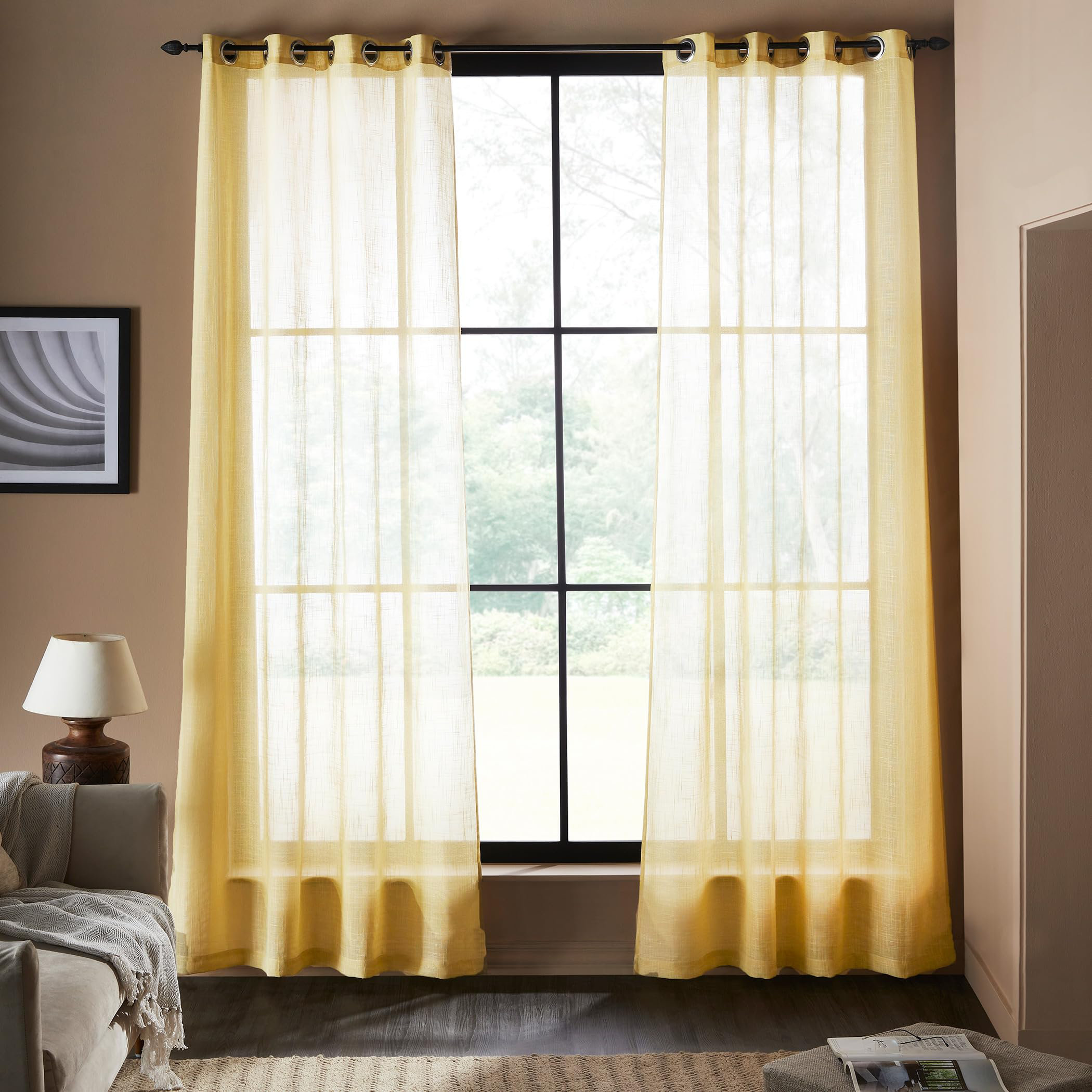 Deco Window Sheer Curtains Long for Home Decoration Grommet ...